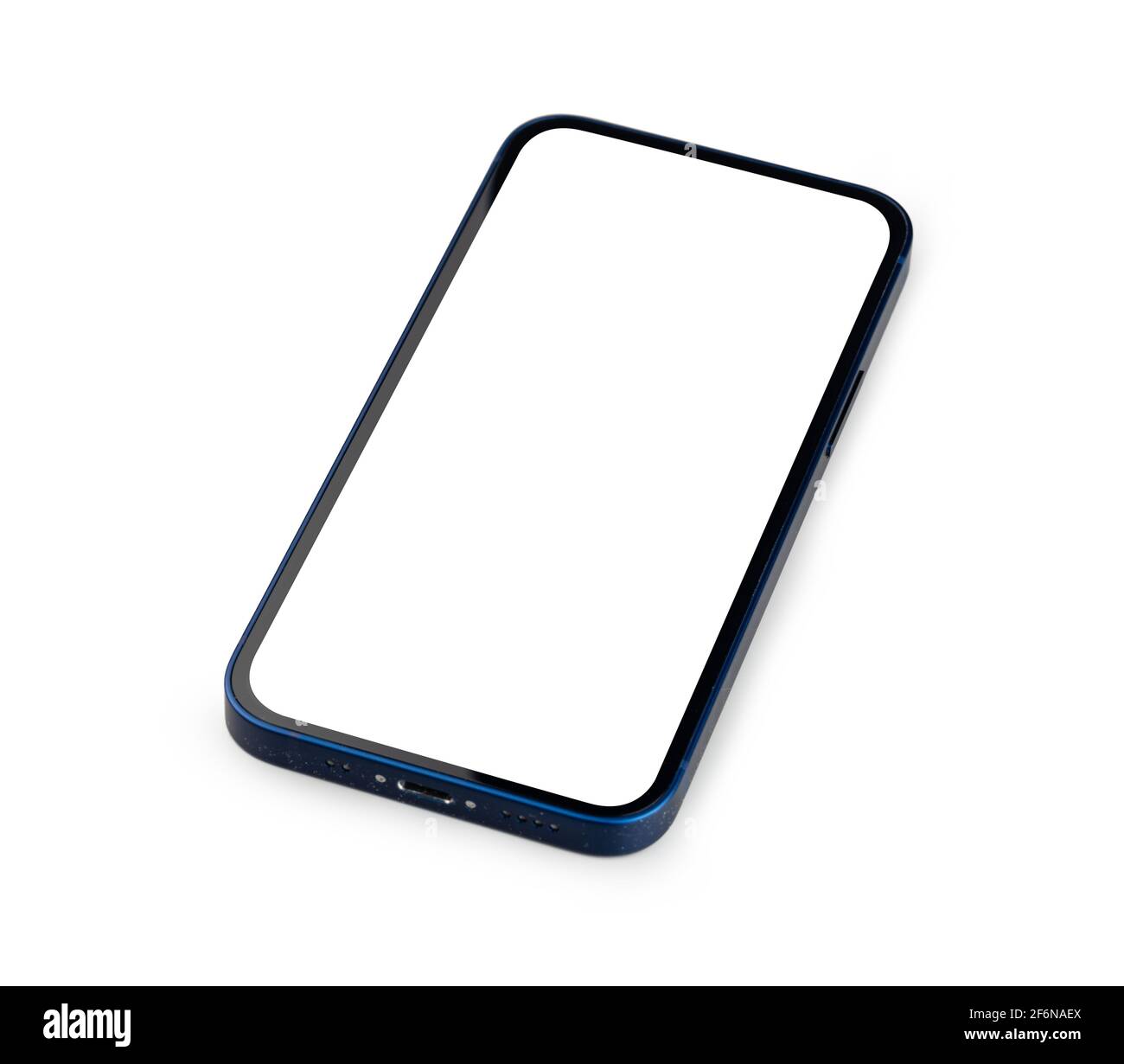 Blue smartphone with white screen isolated on white background Stock ...
