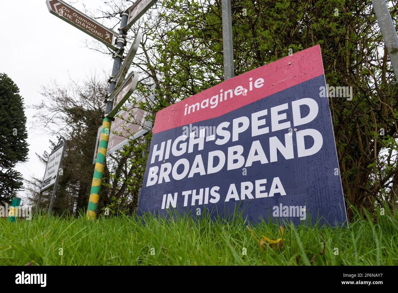 Signage for Imagine.ie, High Speed Broadband in this area. Rural ...