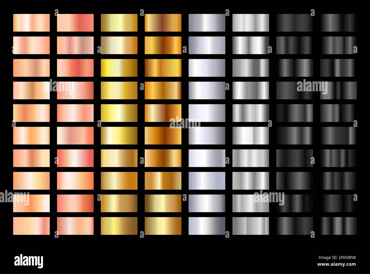 Gold rose, silver, black and gold texture gradation background set ...