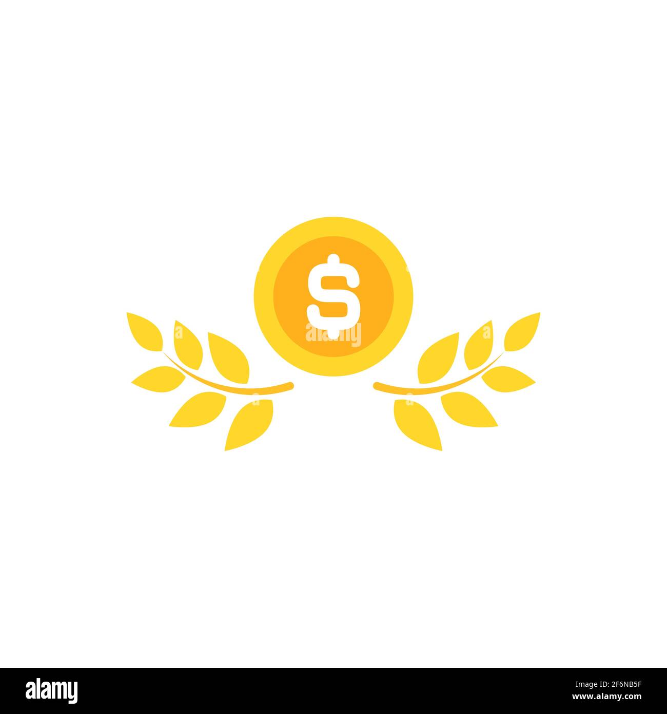 Gold Laurel Wreath with dollar coin. Vector Flat illustration isolated ...