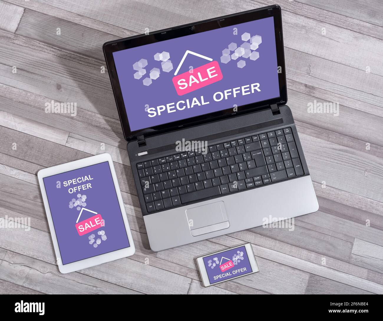 Special offer concept shown on different information technology devices ...