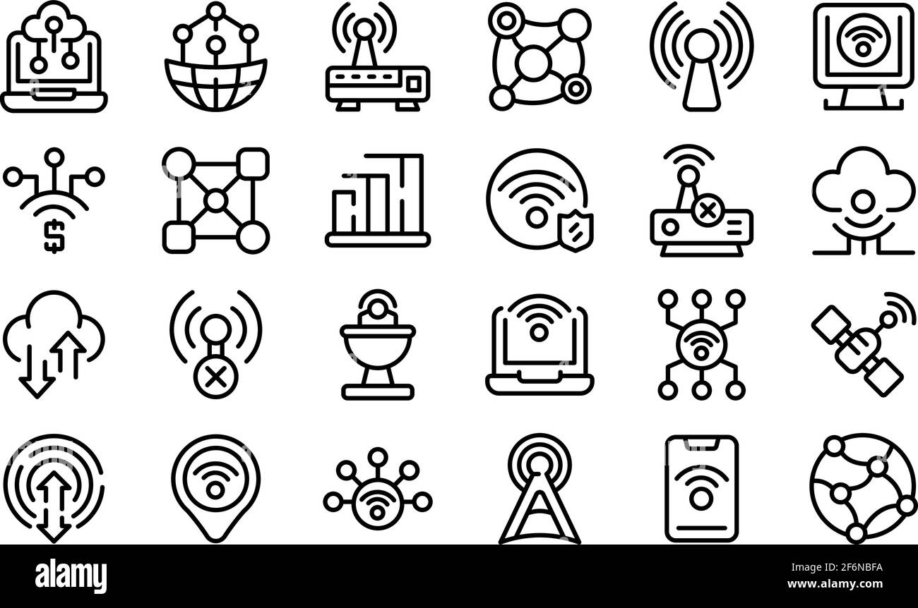 Internet Connection Icons Set Outline Set Of Internet Connection Vector Icons For Web Design