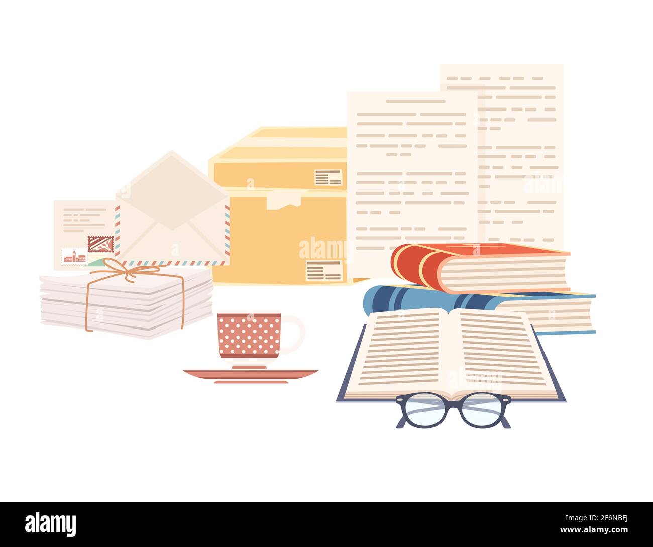 Illustration of office tools in post office vector illustration on ...