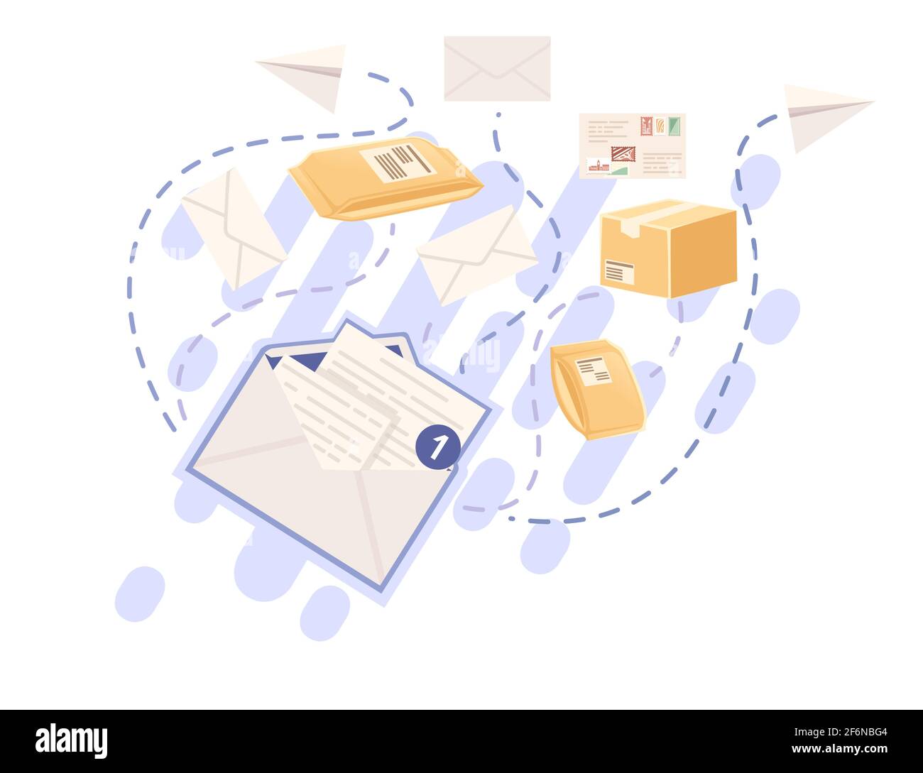 Illustration abstract concept of sending mail envelope or parcel vector ...