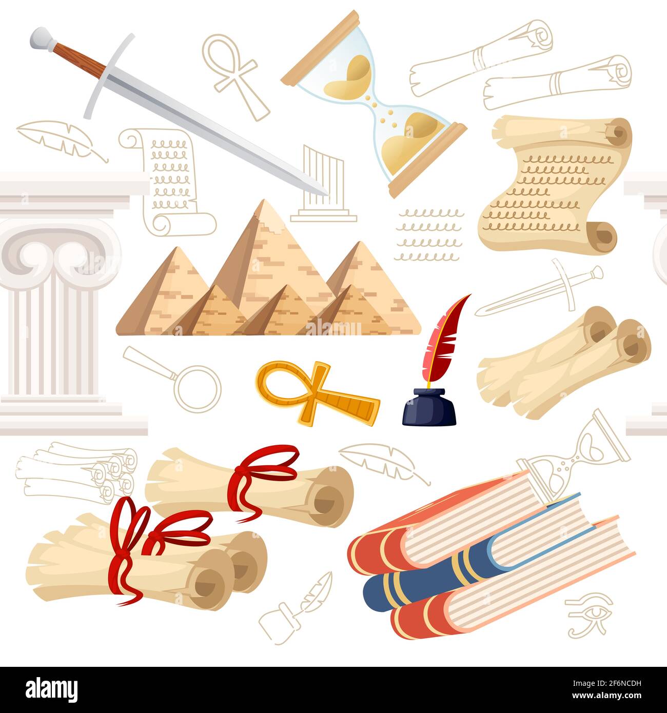 Seamless pattern History science courses online education concept or ...