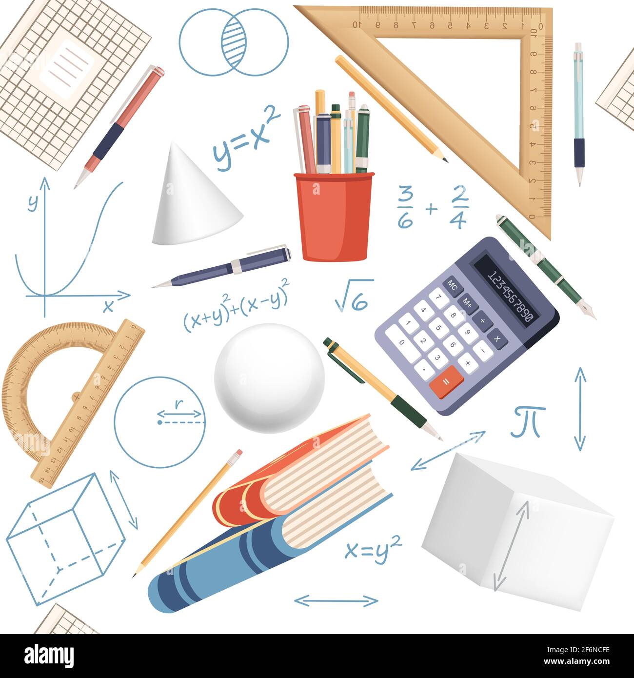 Seamless pattern Math science courses online education concept or ...