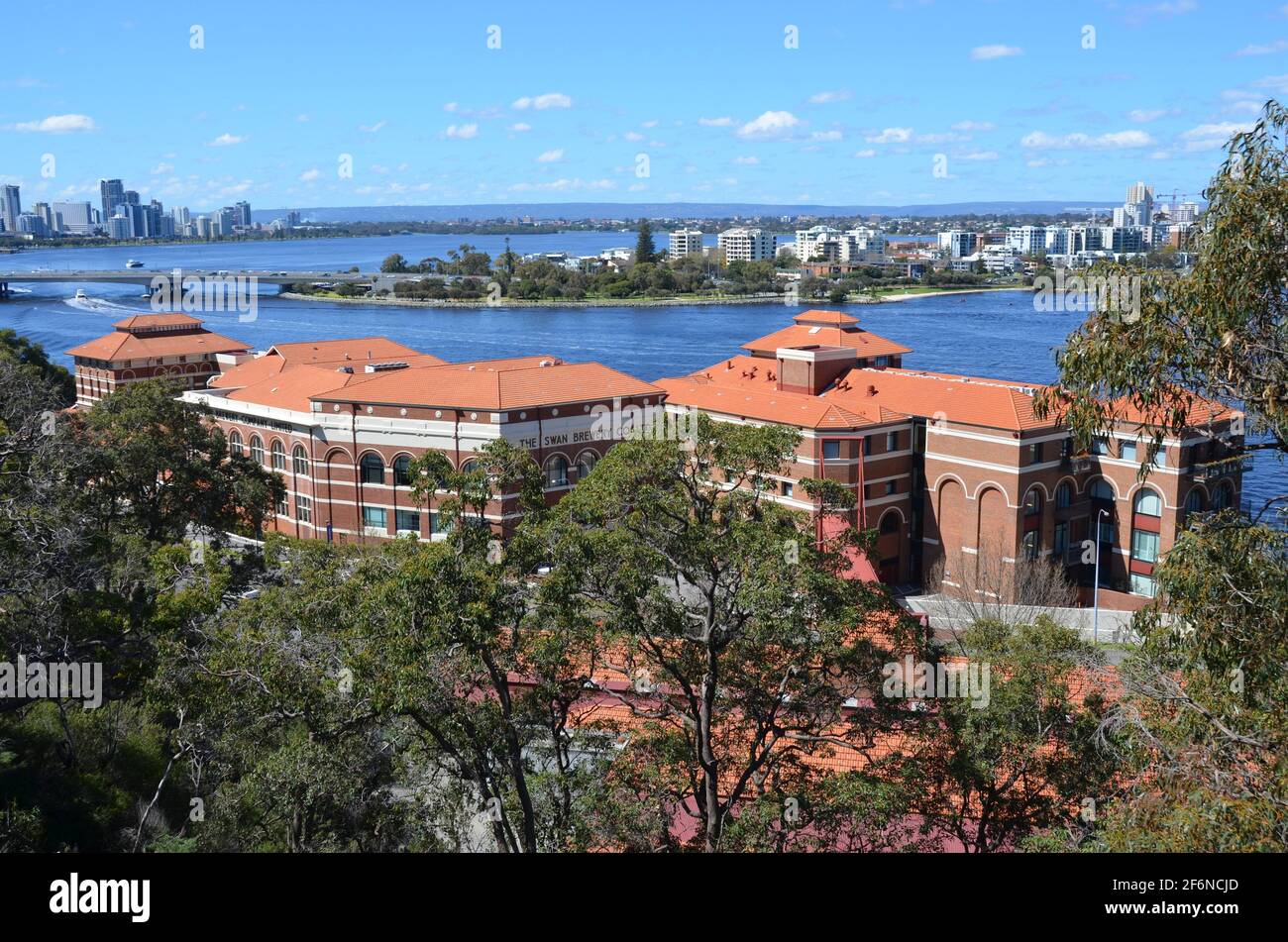 view of Swan Brewery and Perth Western Australia from Kings Park Stock ...
