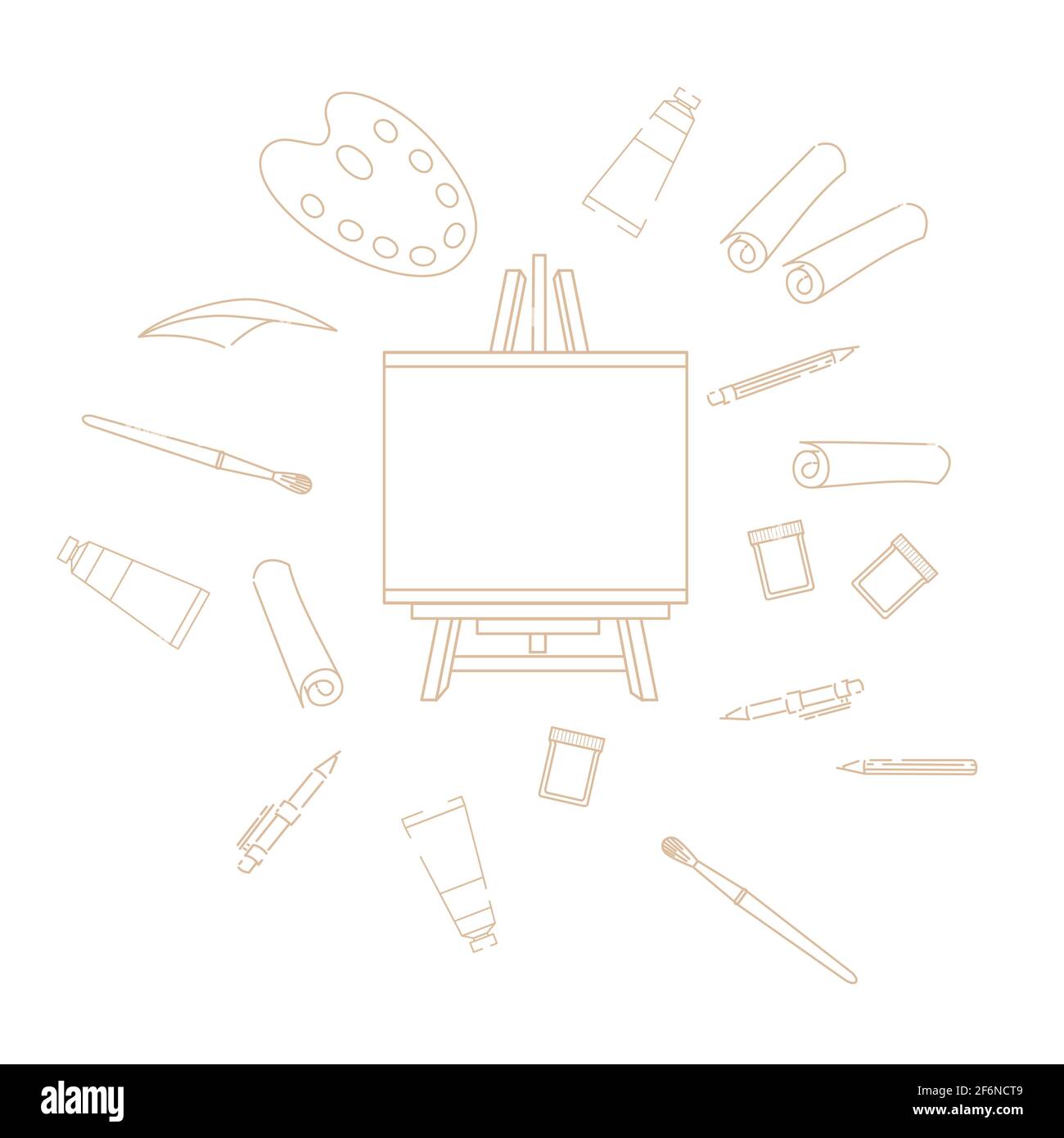 Outline style Drawing and art lesson courses online education concept ...