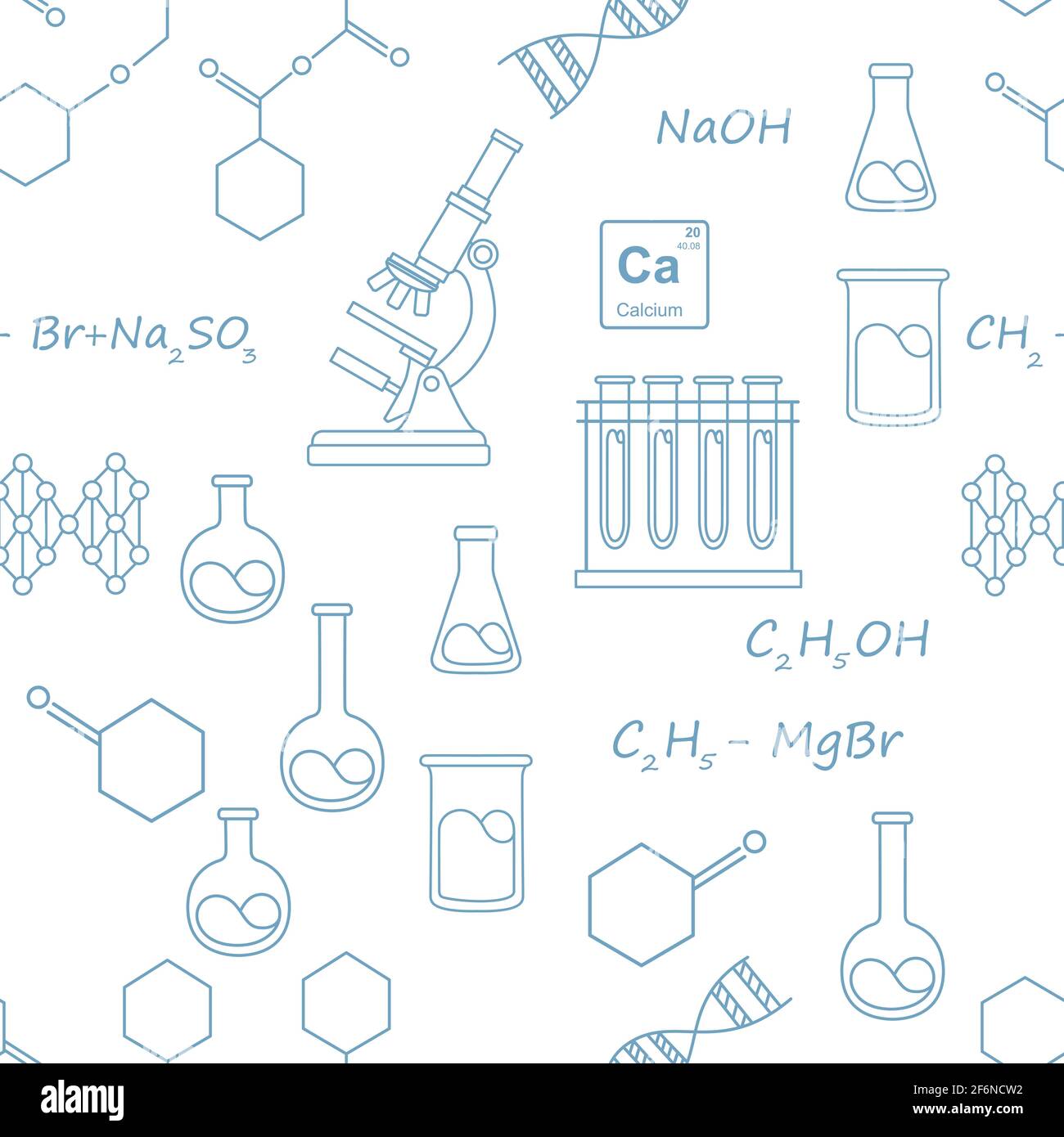 Seamless pattern outline style Chemistry science icons courses online ...