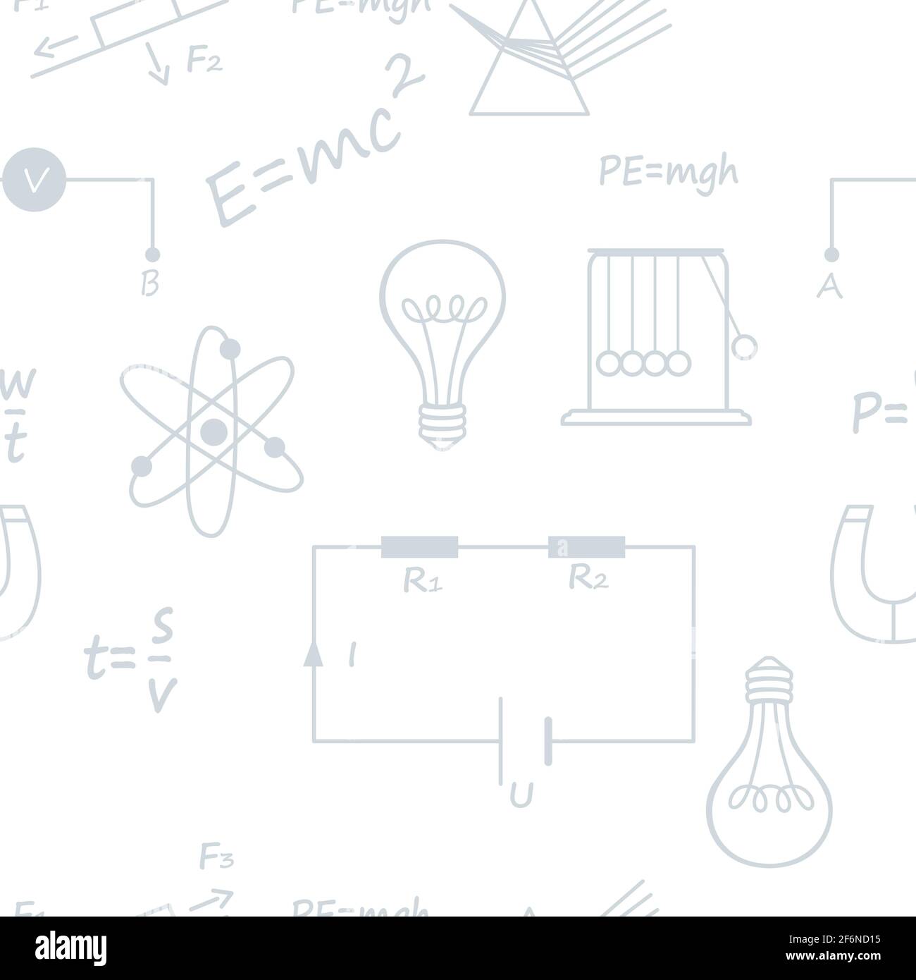 Seamless pattern outline style Physics science icons courses online ...