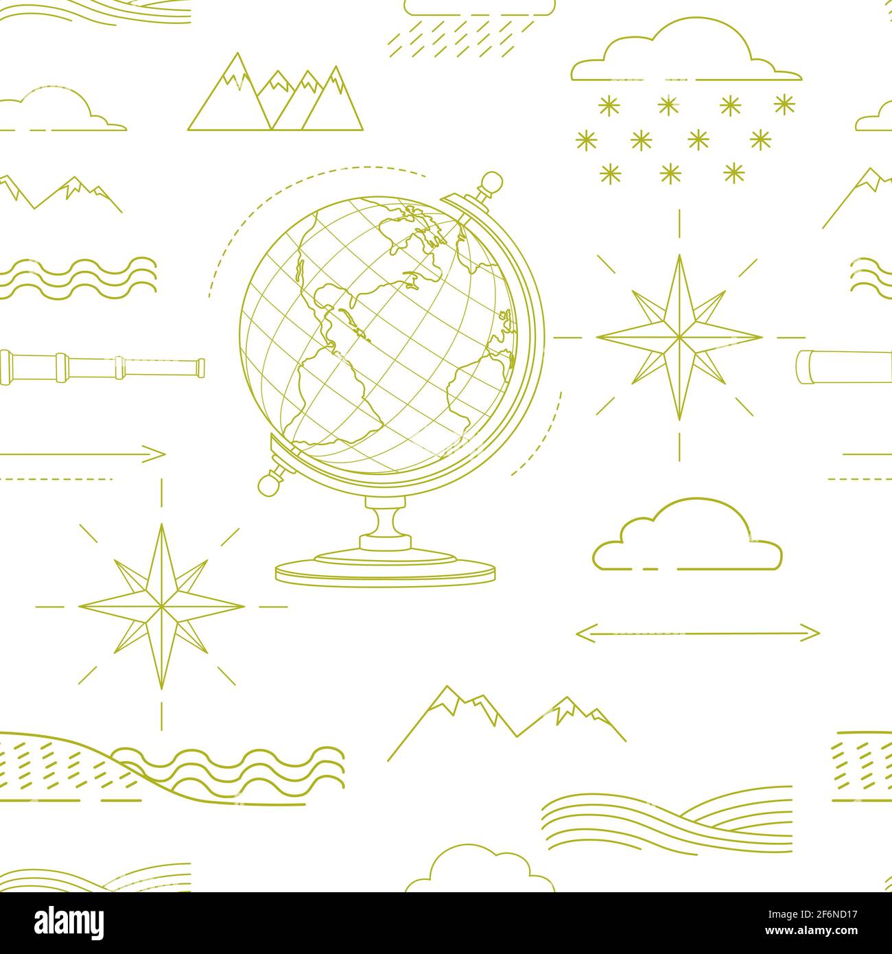 Seamless pattern outline style Geography science icons courses online ...