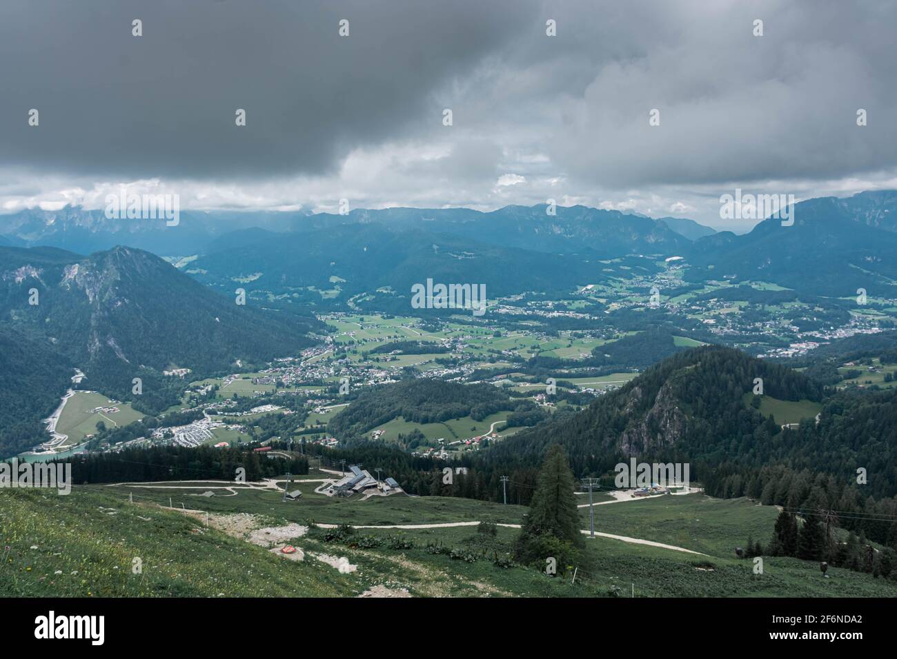 Beautiful landscape of the bavarian valley from Mount Jenner in Germany ...