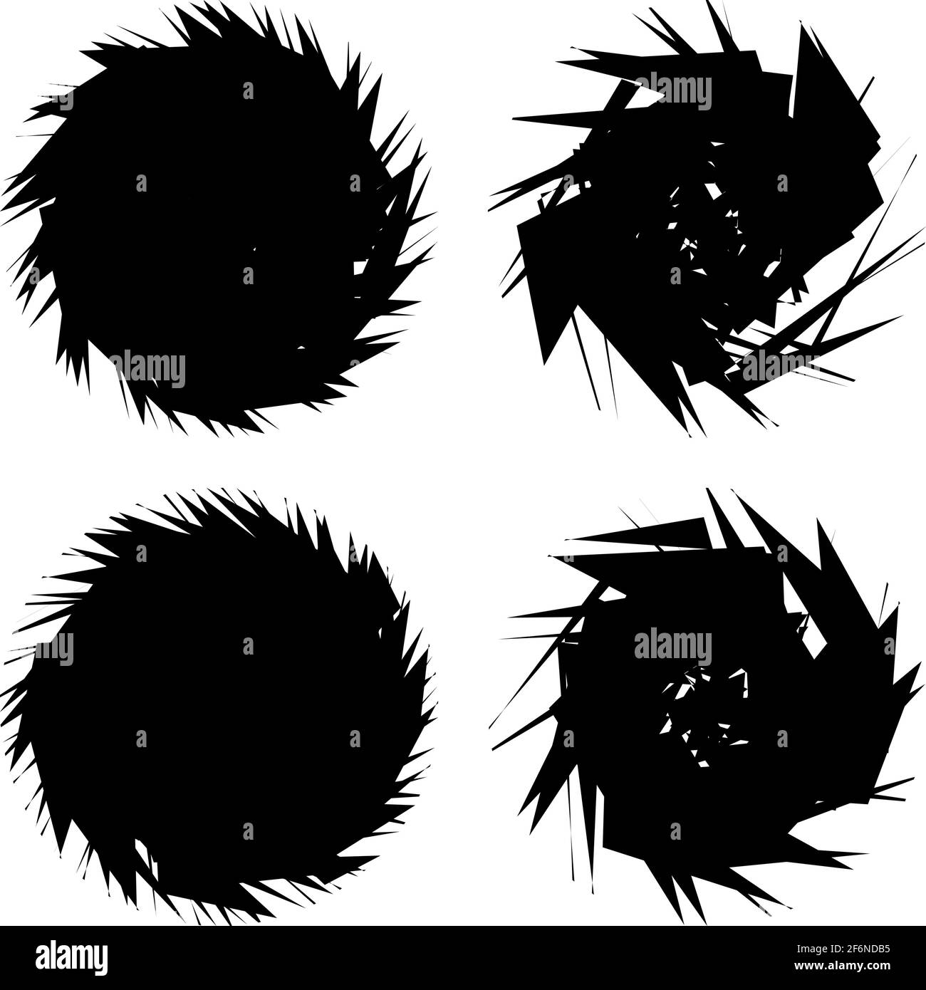 Chaotic edgy, sharp textured random geometric radial abstract art ...