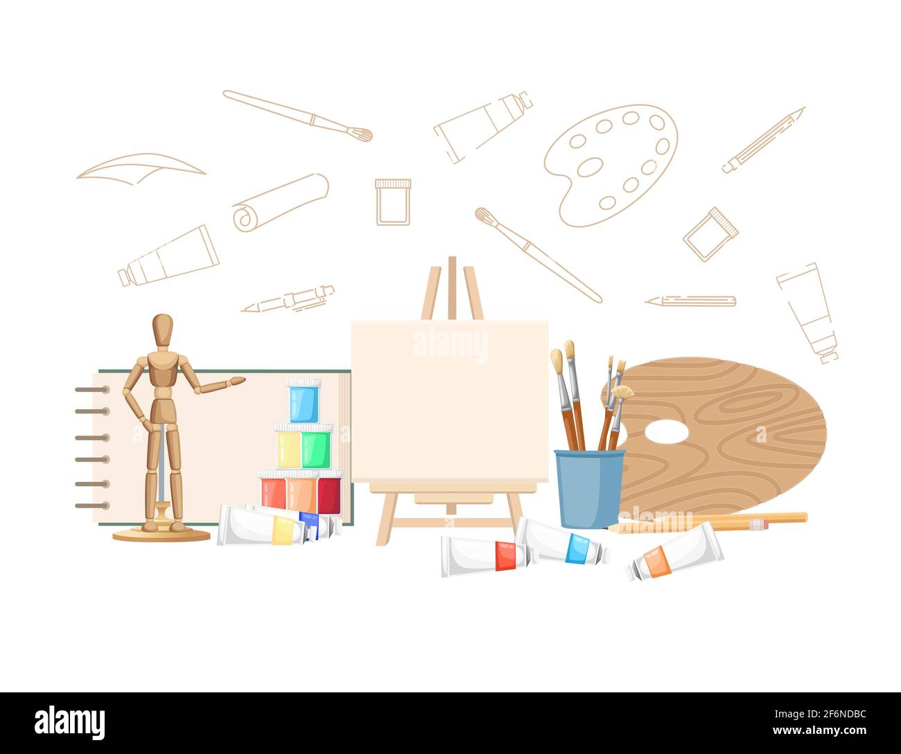 Drawing and art lesson courses online education concept or school ...