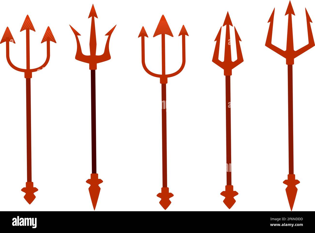 Set of devil trident collection of red different shapes satan's trident ...