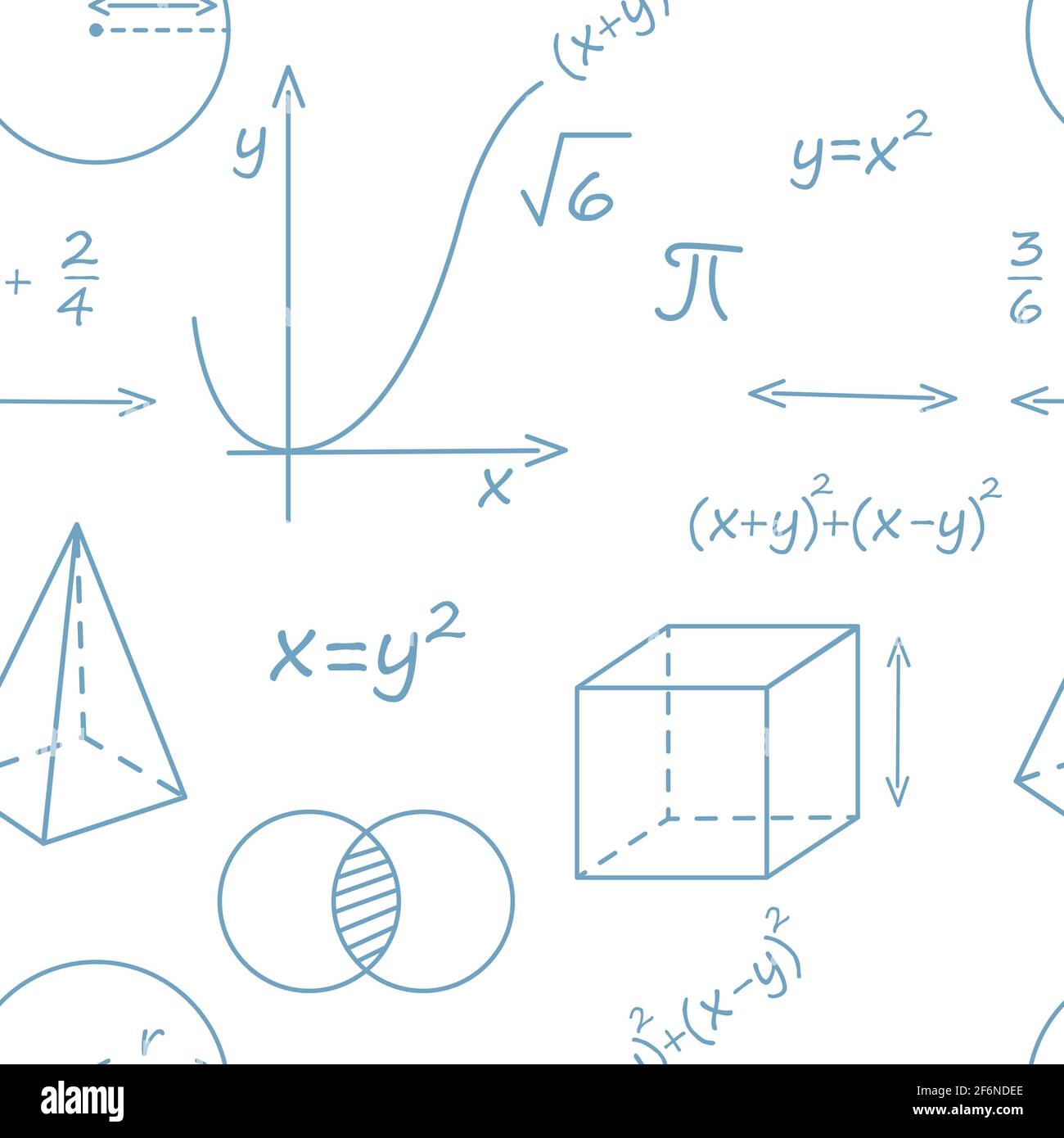 Seamless pattern outline style Math science courses icons online education concept or school ...