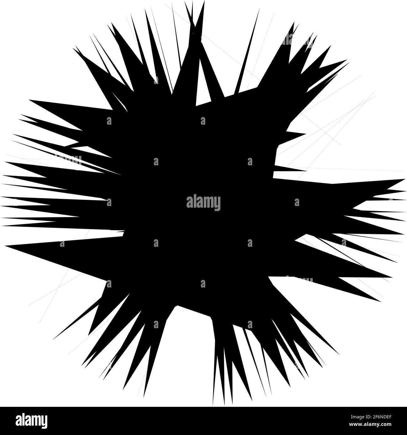 Chaotic edgy, sharp textured random geometric radial abstract art element. Harsh, rough, pointed ...