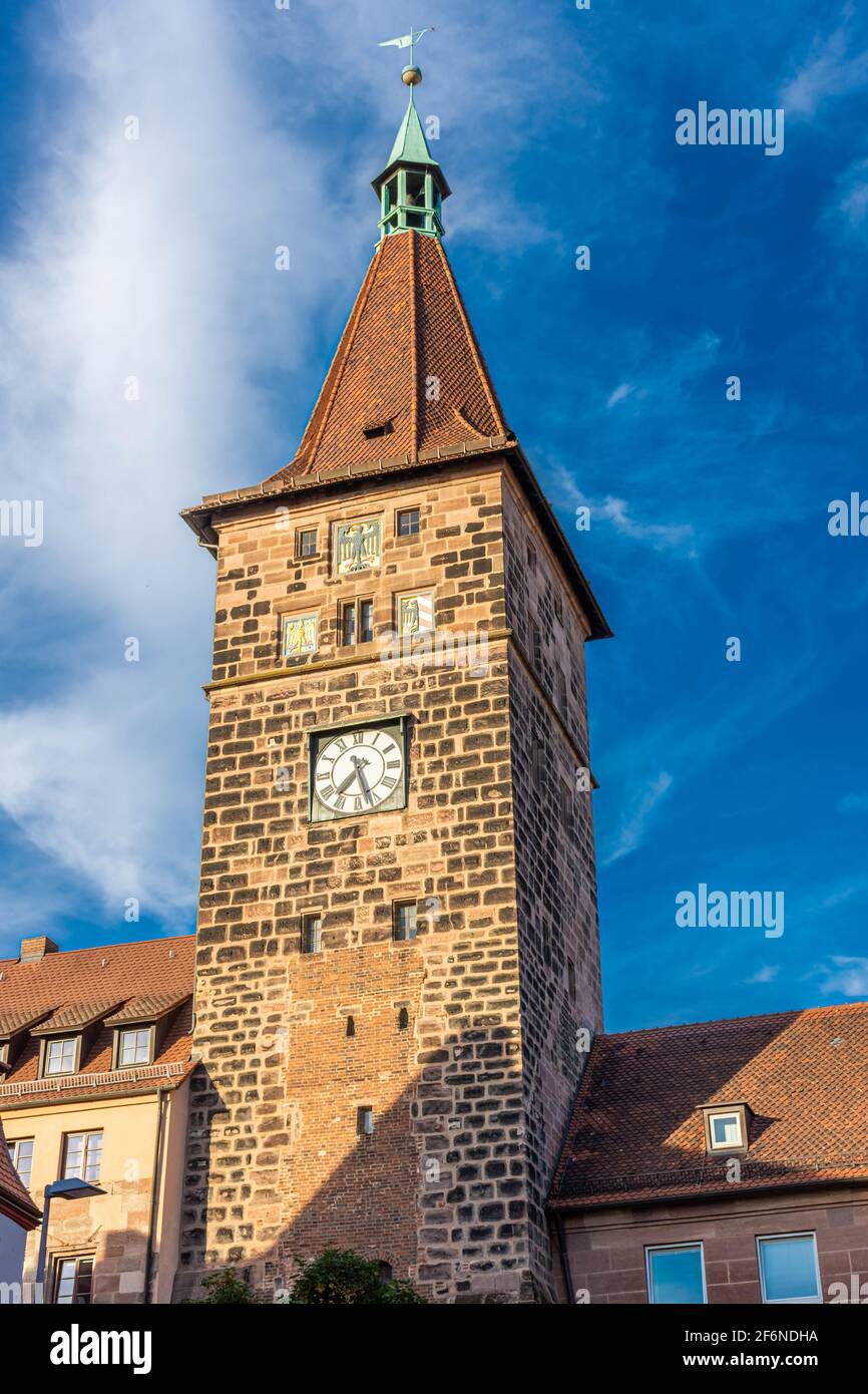 Ancient tower in the historic center of Nuremberg, Germany Stock Photo ...