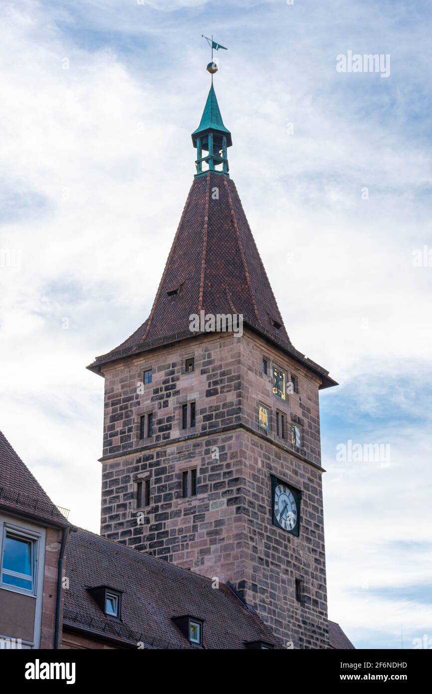 Ancient tower in the historic center of Nuremberg, Germany Stock Photo ...
