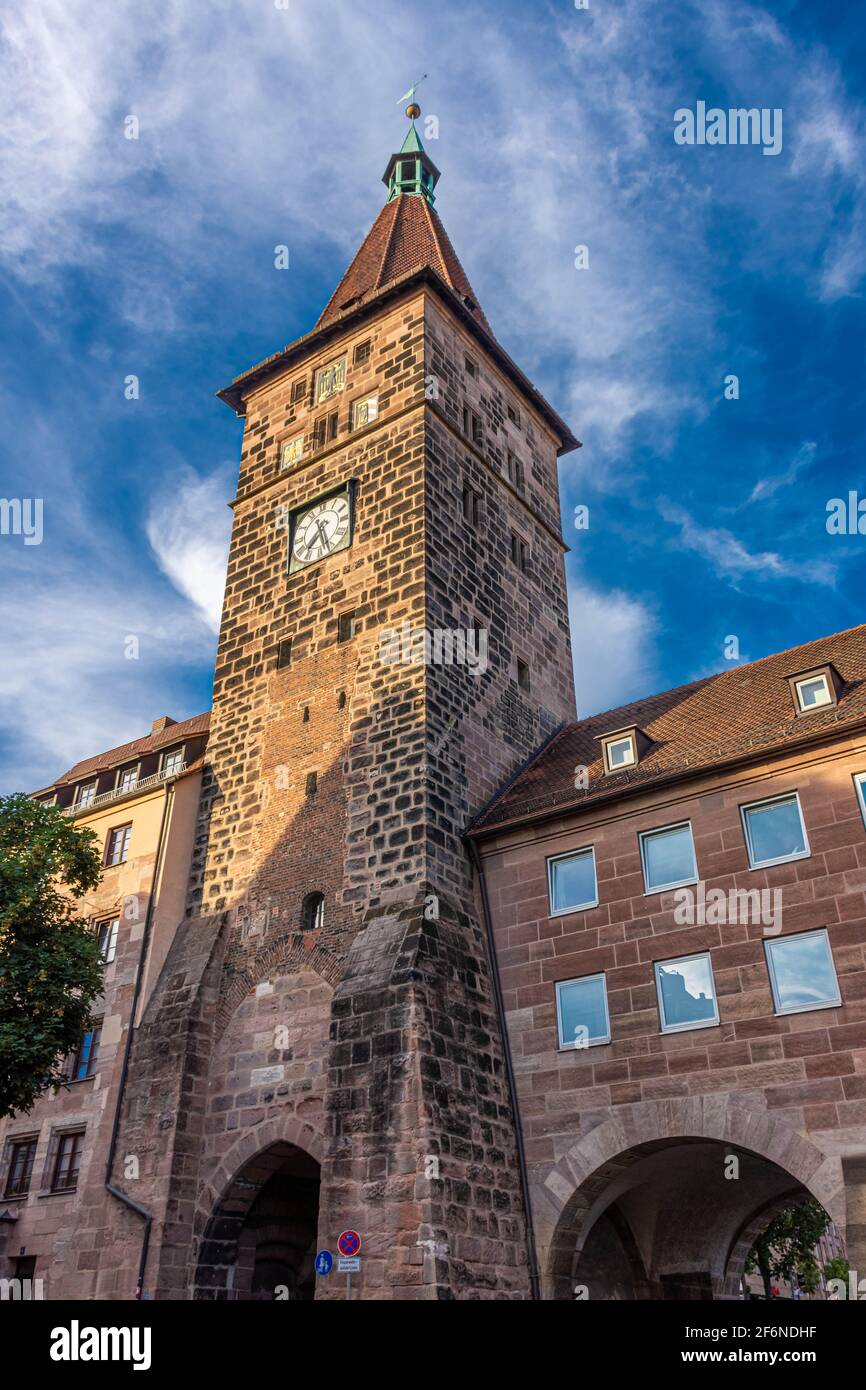 Ancient tower in the historic center of Nuremberg, Germany Stock Photo ...