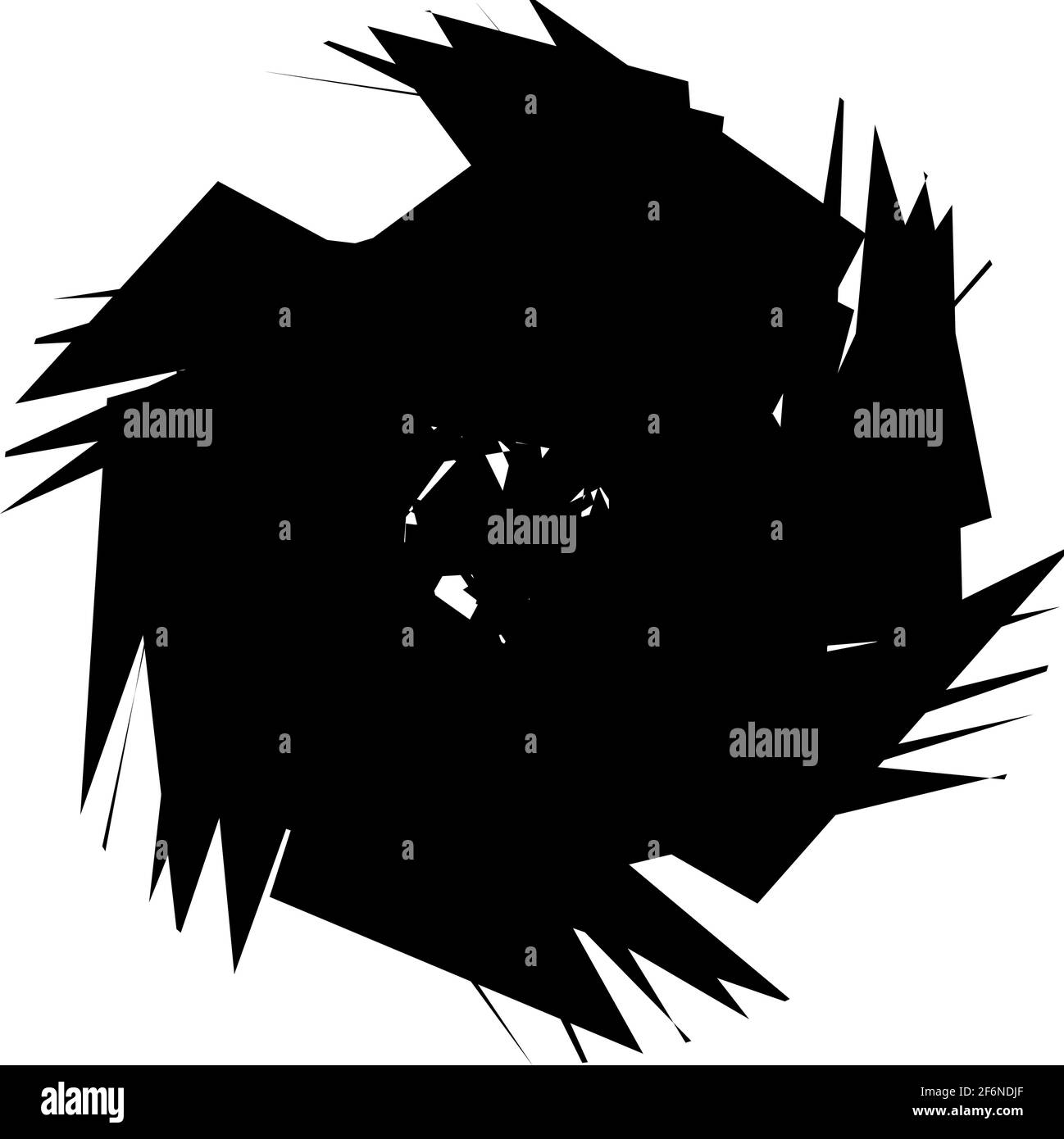 Chaotic edgy, sharp textured random geometric radial abstract art ...