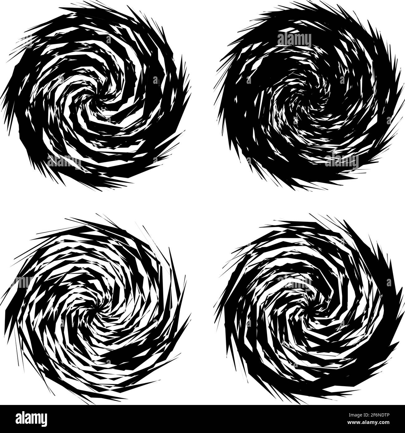 Chaotic edgy, sharp textured random geometric radial abstract art ...