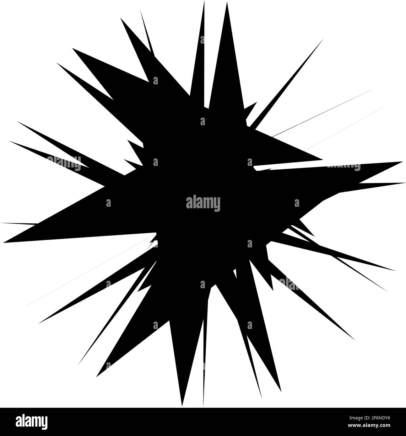 Chaotic edgy, sharp textured random geometric radial abstract art element. Harsh, rough, pointed ...