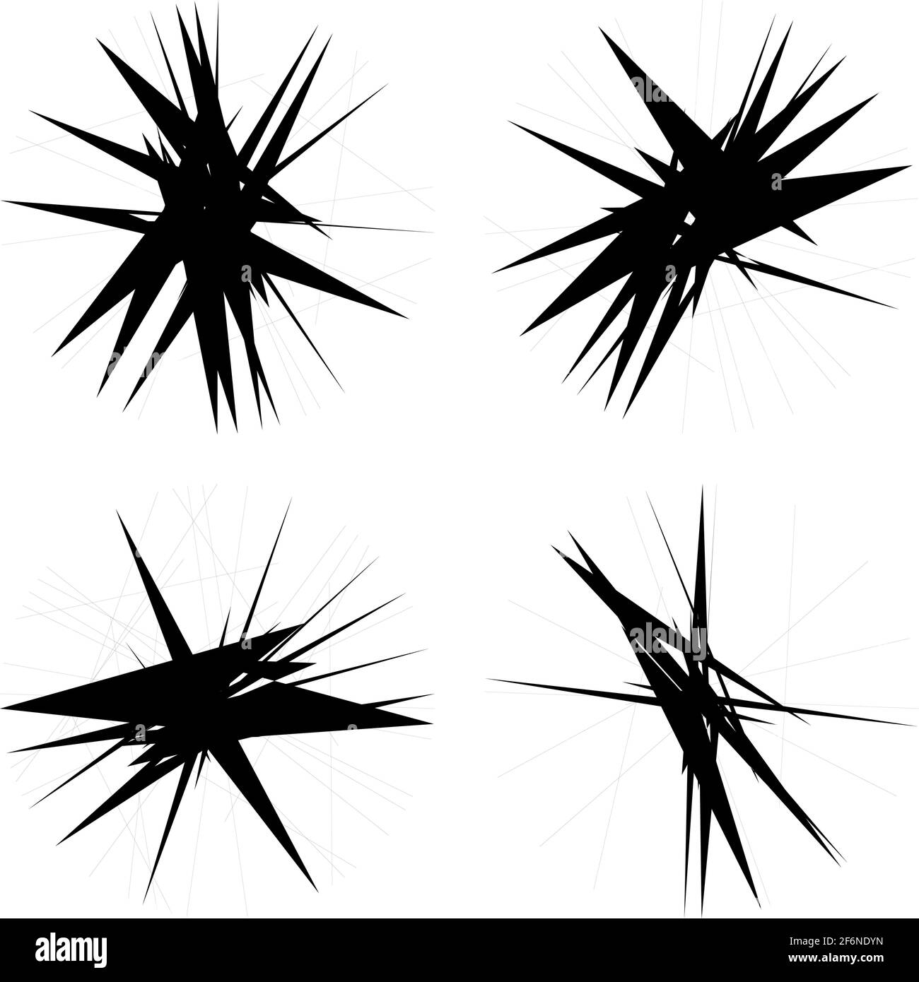 Chaotic edgy, sharp textured random geometric radial abstract art element. Harsh, rough, pointed ...