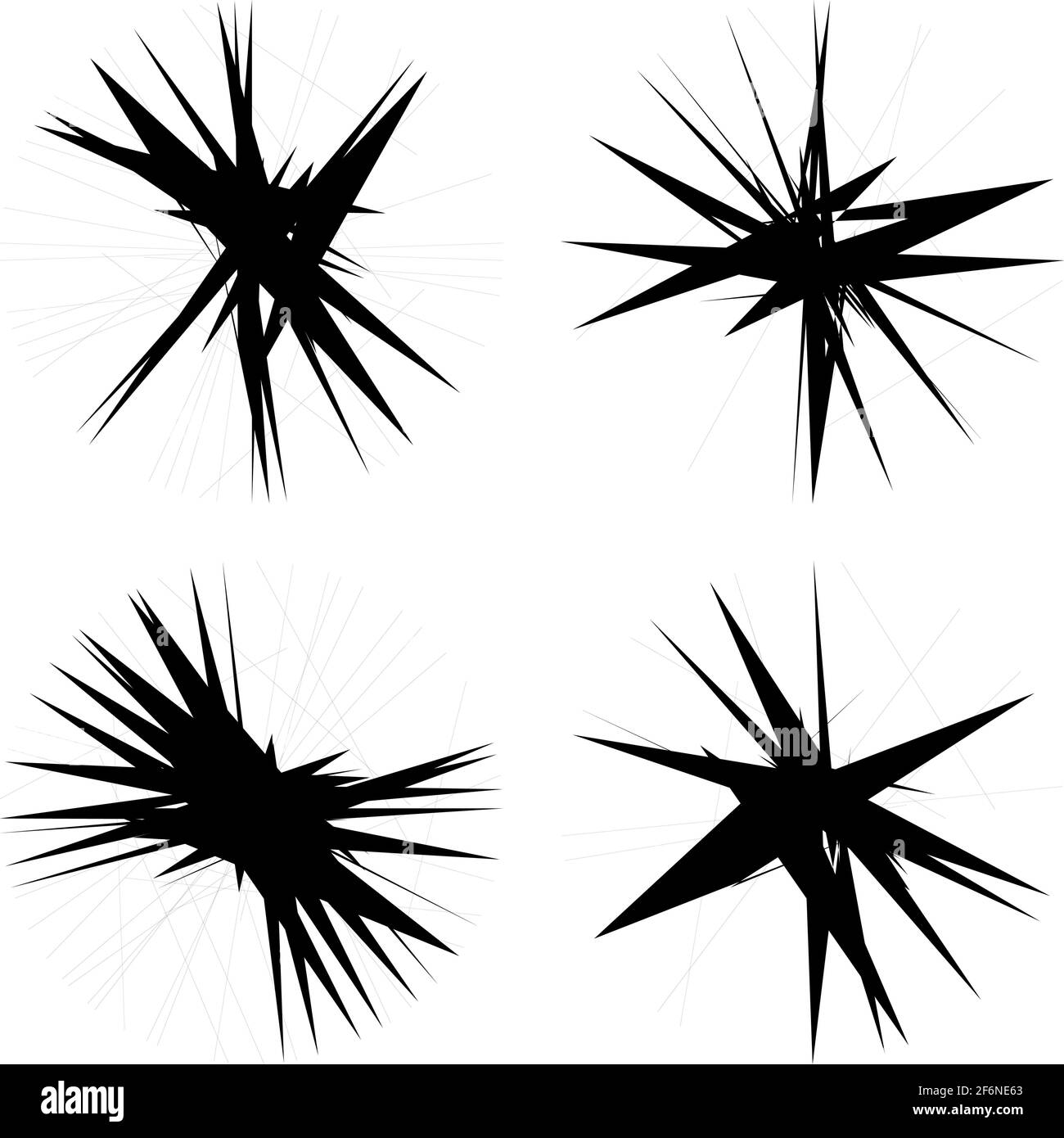 Chaotic edgy, sharp textured random geometric radial abstract art ...