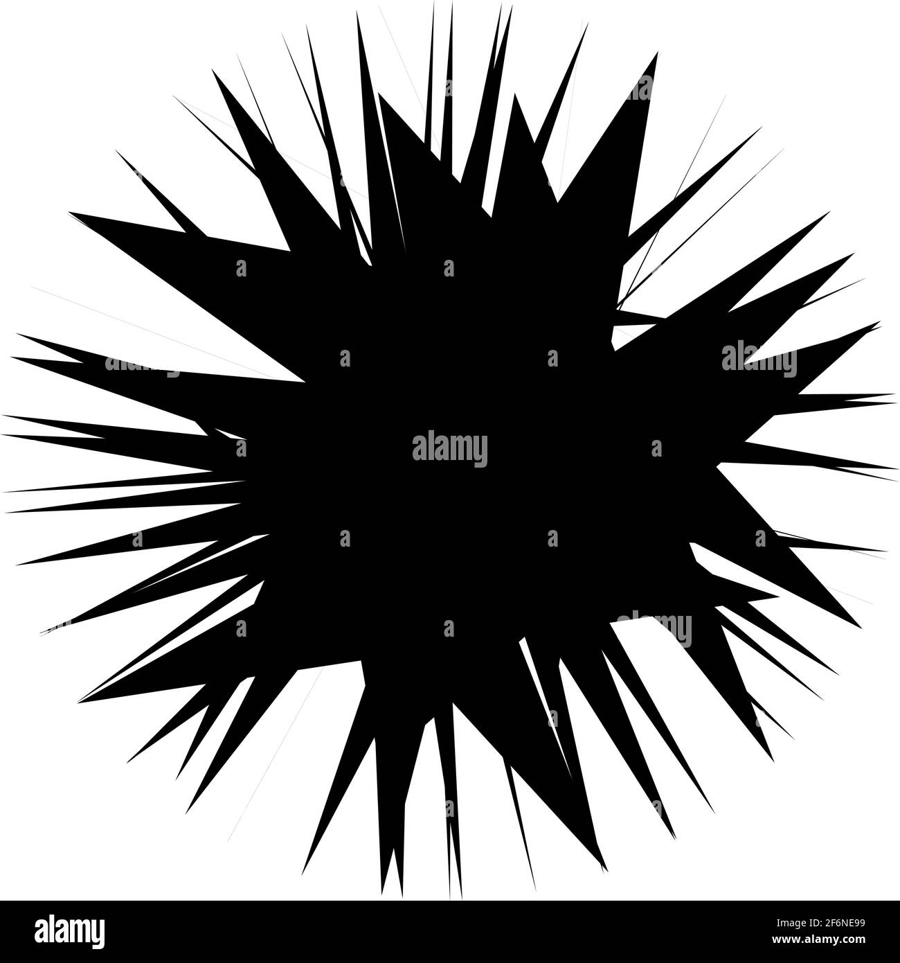 Chaotic edgy, sharp textured random geometric radial abstract art element. Harsh, rough, pointed ...