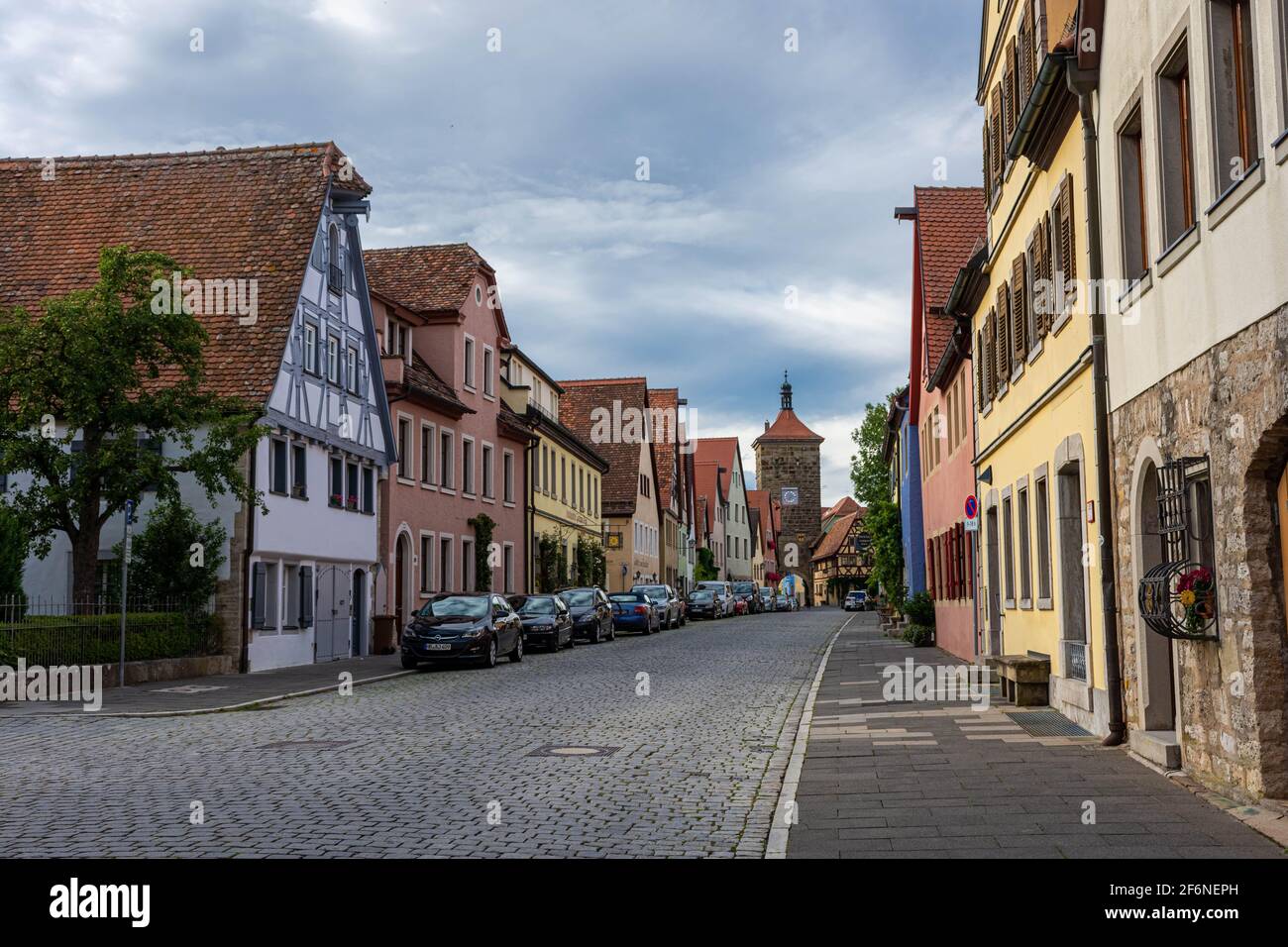 ROTHENBURG OB DER TAUBER, GERMANY, 26 JULY 2020: Colorful houses in the ...