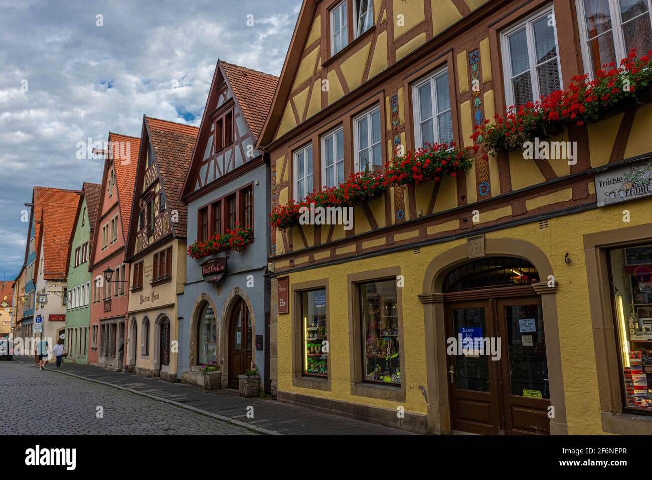 ROTHENBURG OB DER TAUBER, GERMANY, 26 JULY 2020: Colorful half-timbered ...