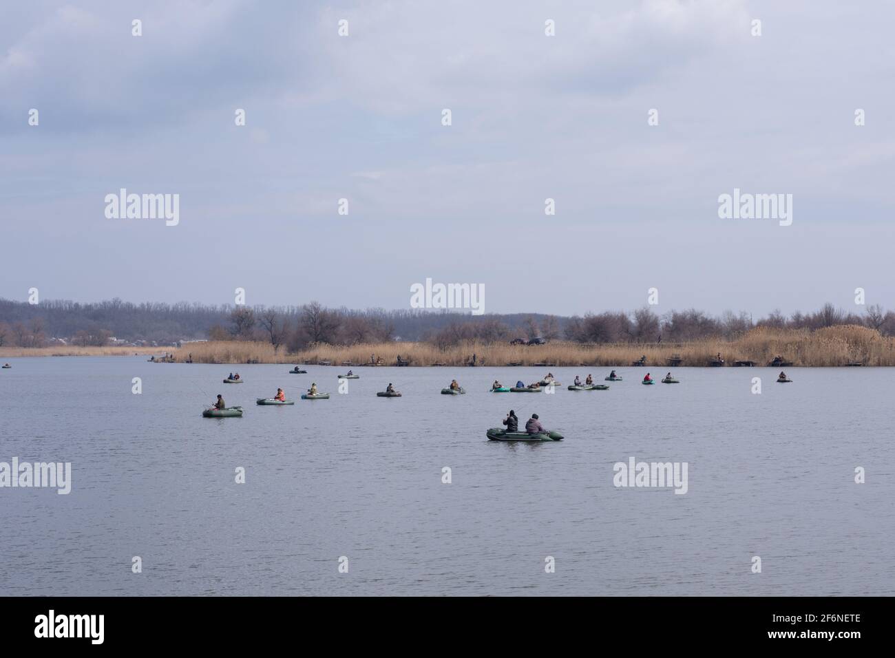 Mass fishing on the Domotkan River, Ukraine Stock Photo - Alamy