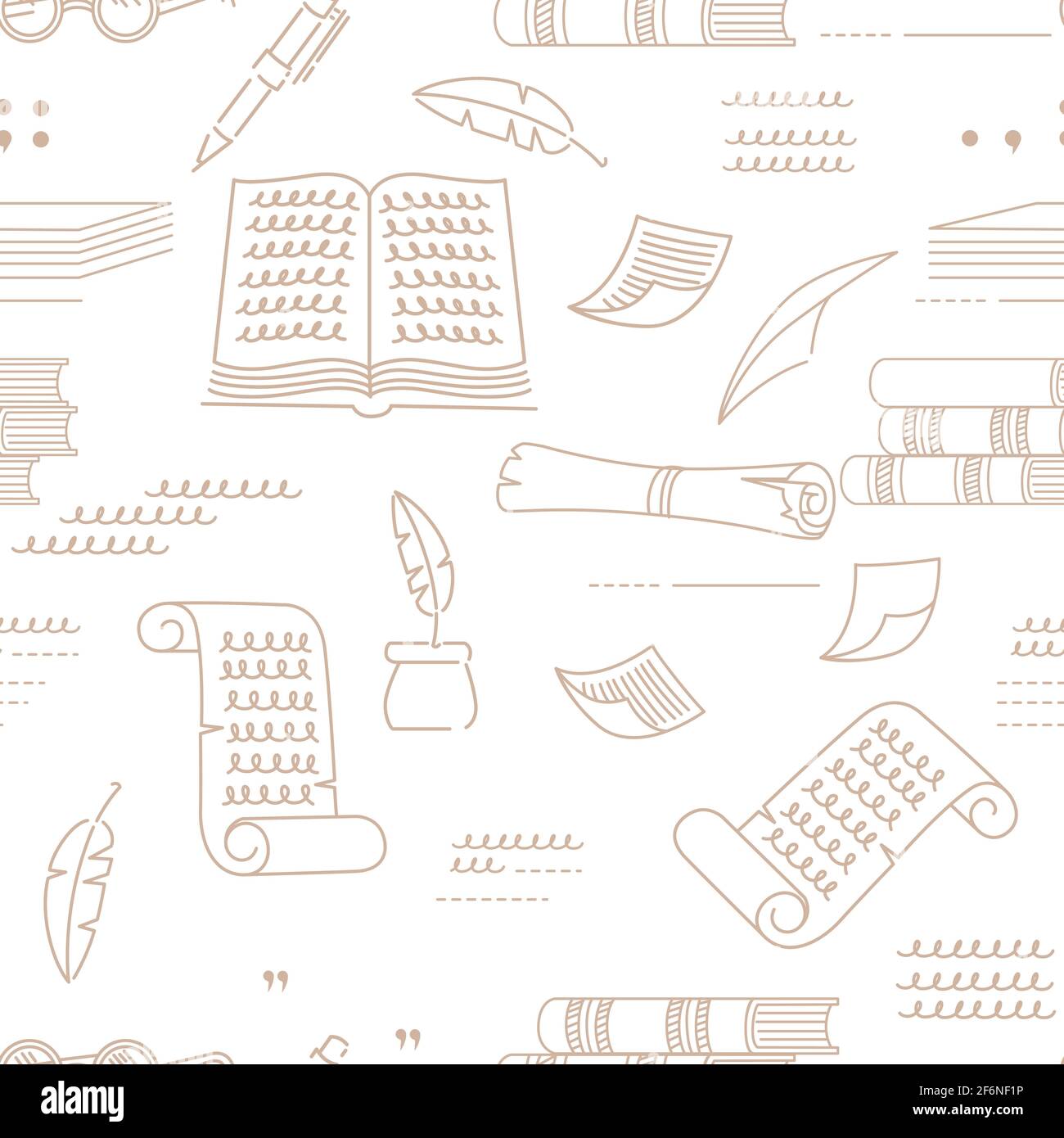 Seamless pattern outline style Literature lesson icons courses online ...