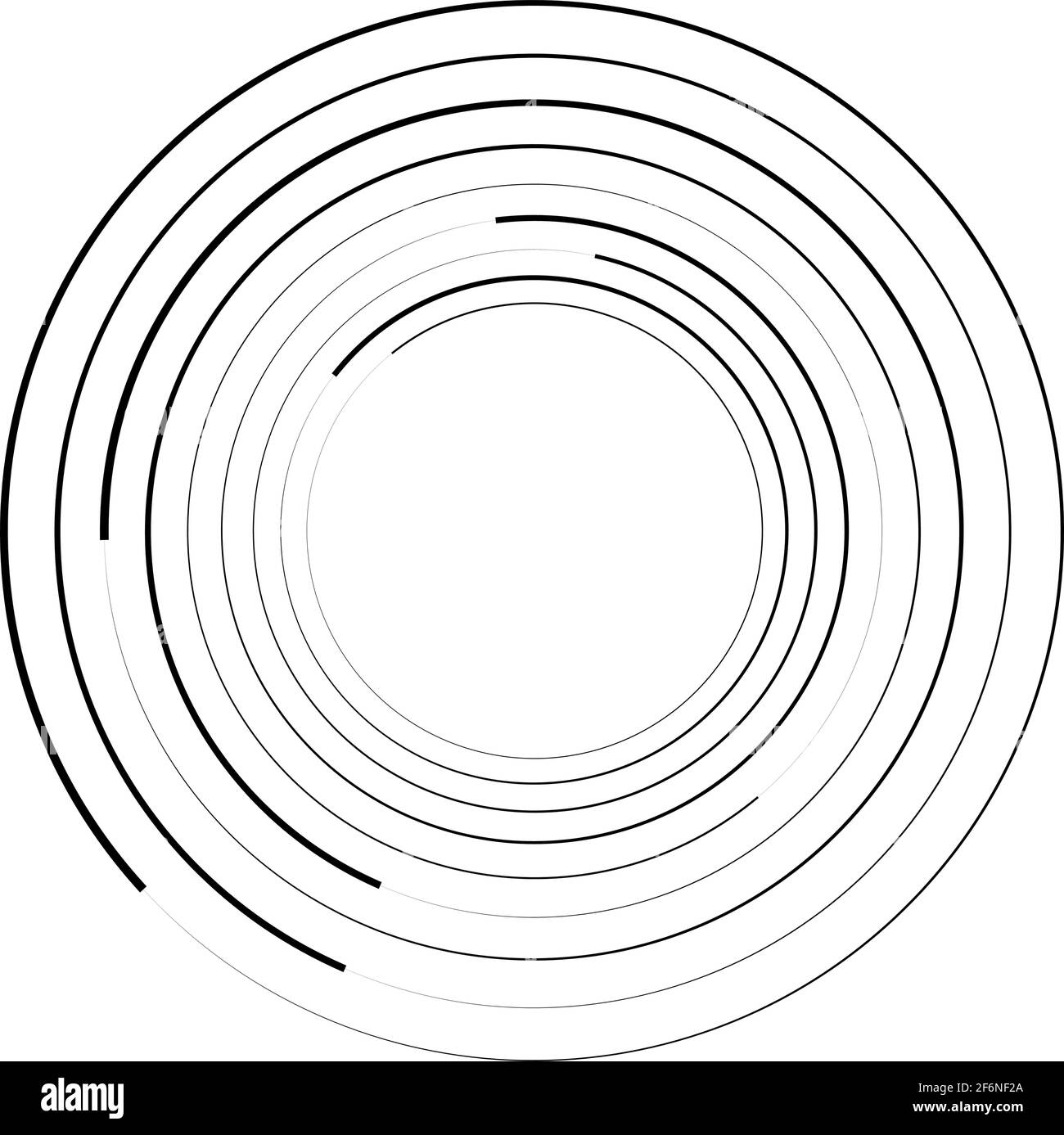 Random concentric circles, rings. Random radial, radiating geometric ...