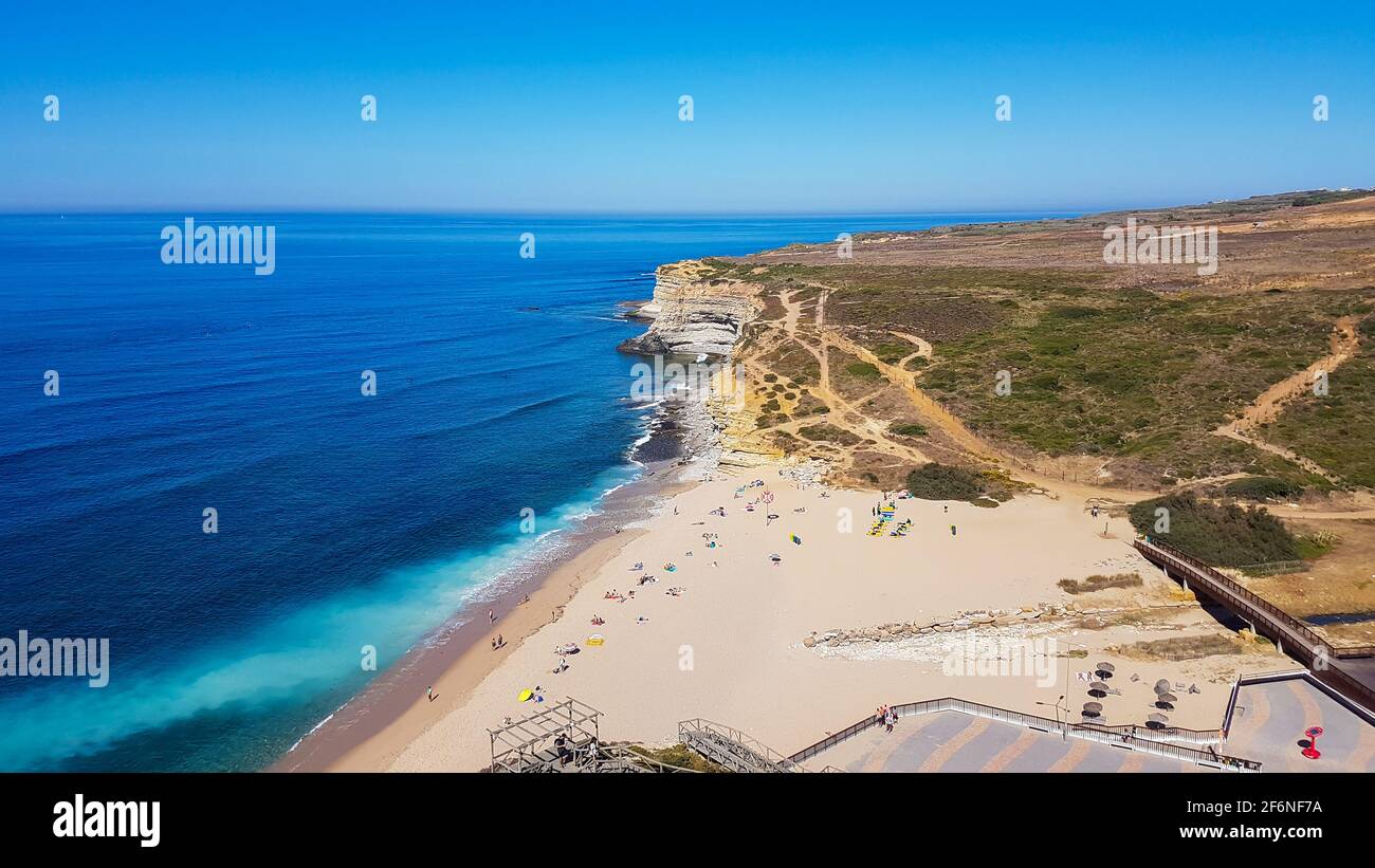 Beautiful landscape. Top view to amazing Atlantic Ocean shore ...