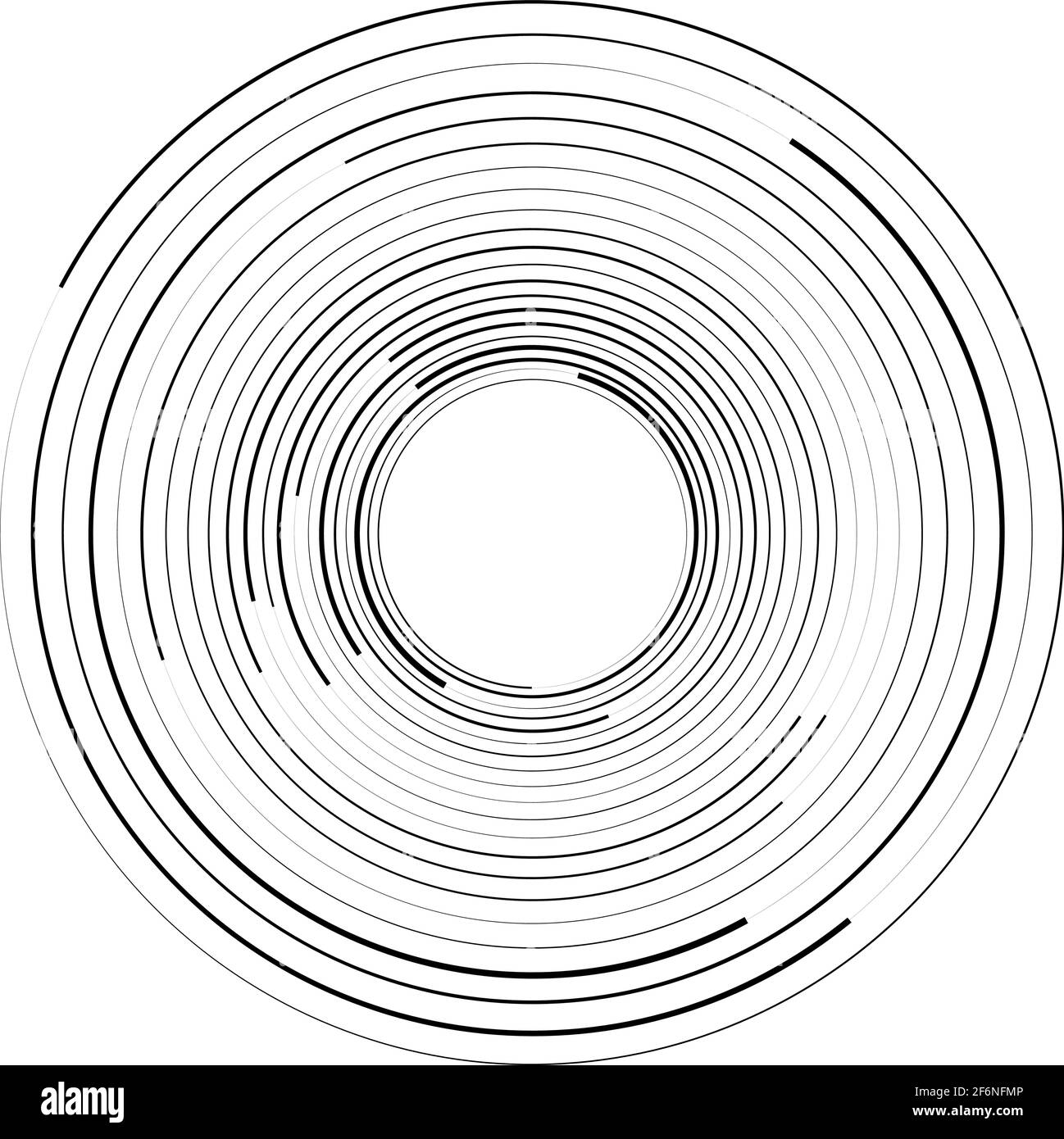 Random concentric circles, rings. Random radial, radiating geometric ...