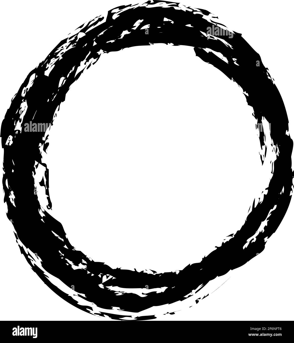 Black and white grungy, grunge circle contour. Abstract textured oval ...