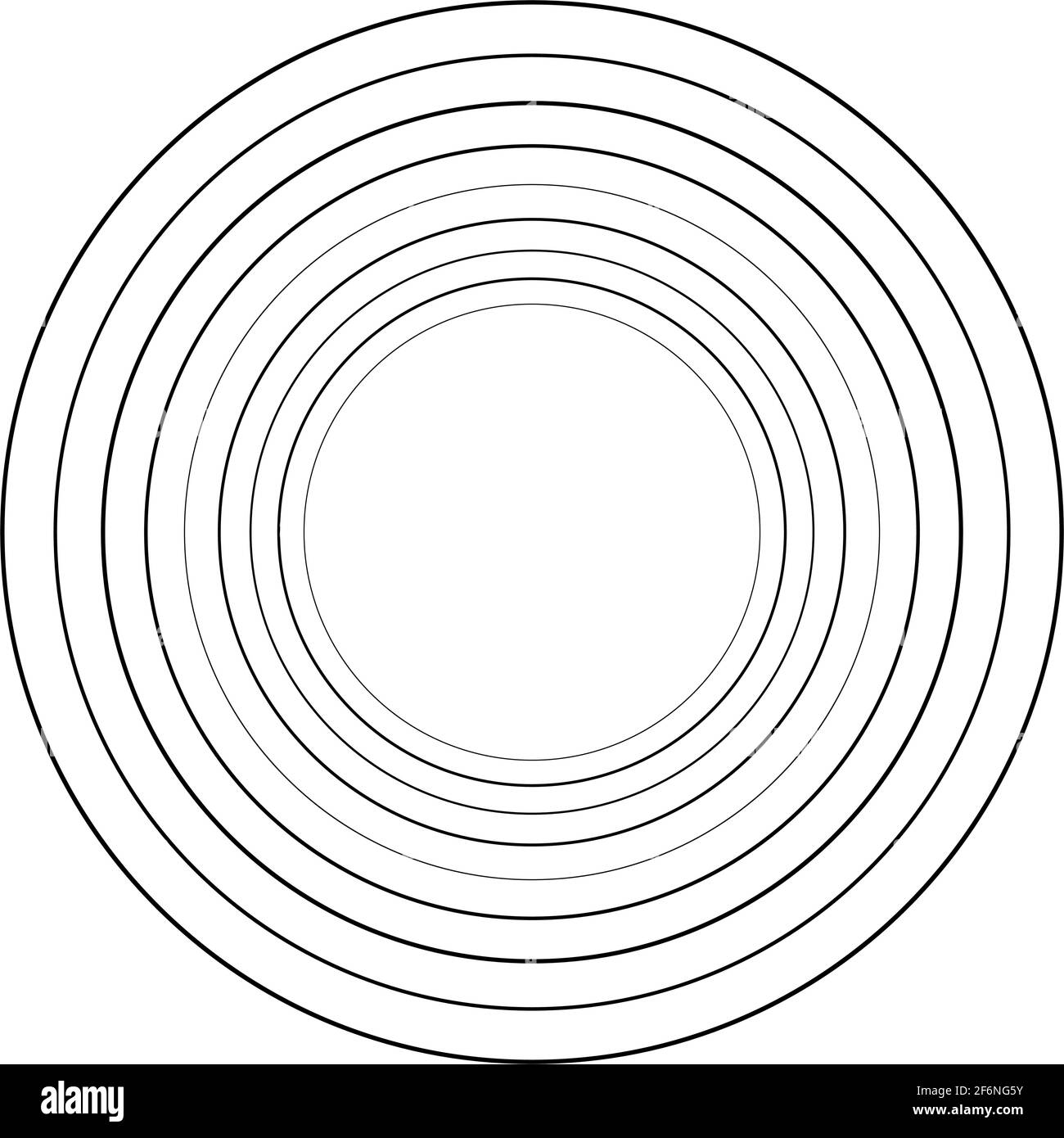 Random concentric circles, rings. Random radial, radiating geometric circle element with thin ...