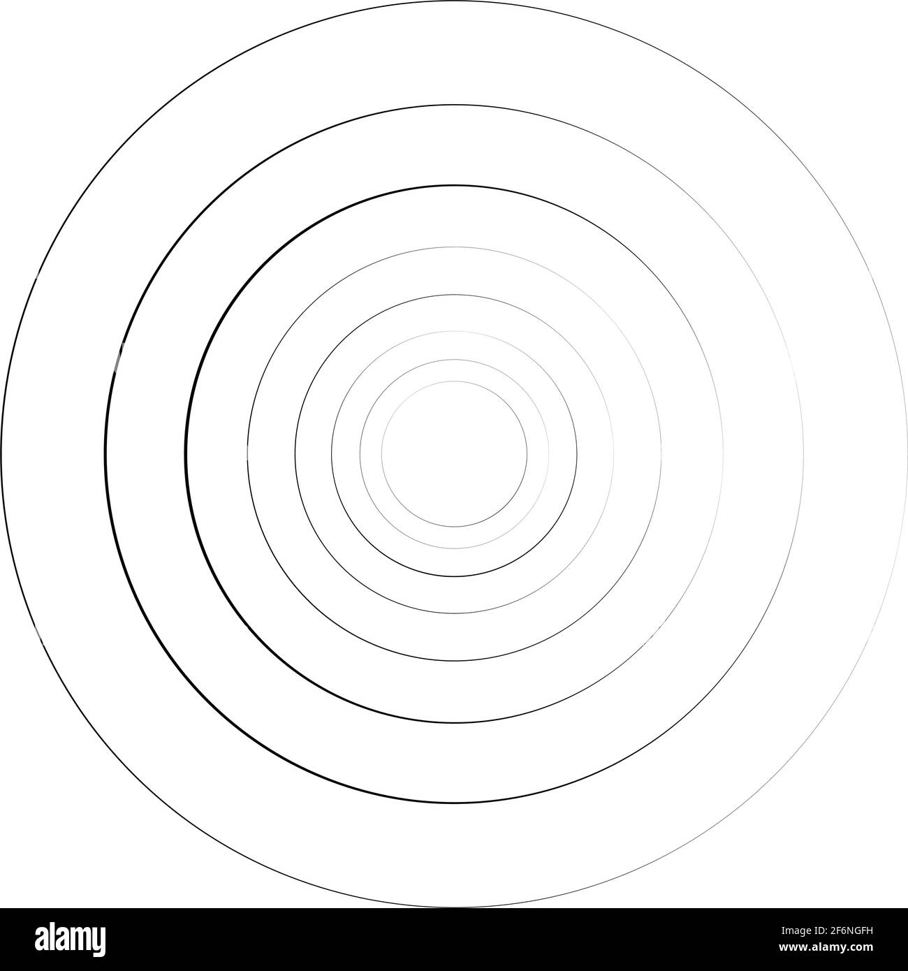 Random concentric circles, rings. Random radial, radiating geometric circle element with thin ...