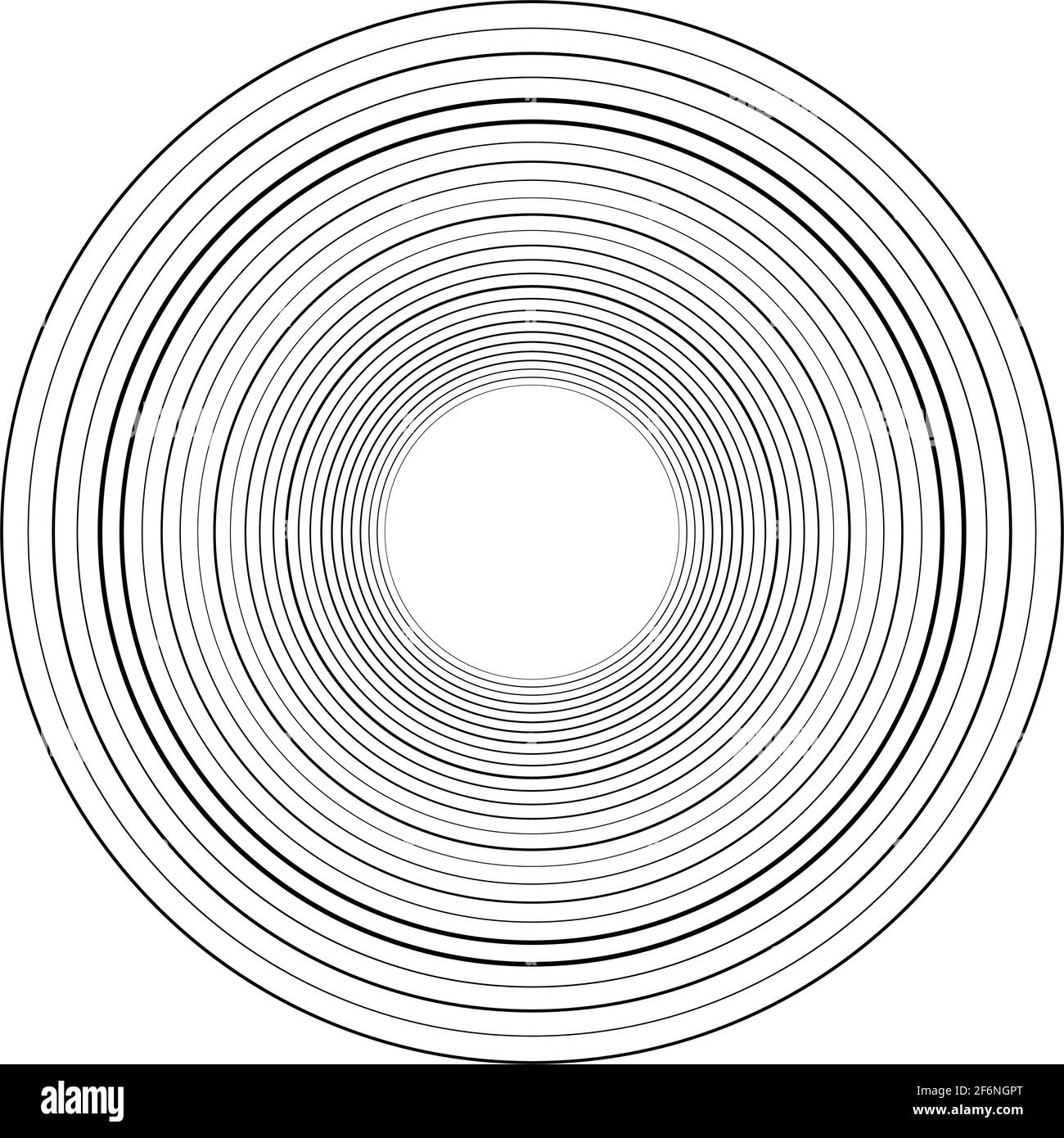 Random concentric circles, rings. Random radial, radiating geometric circle element with thin ...