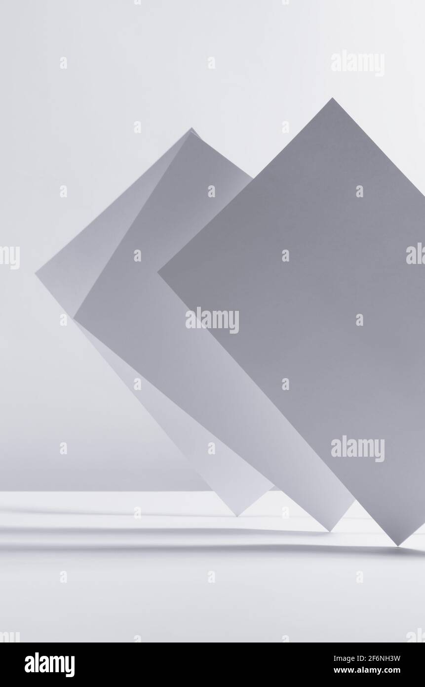 Modern simple geometric white grey abstract background with asymmetric ...