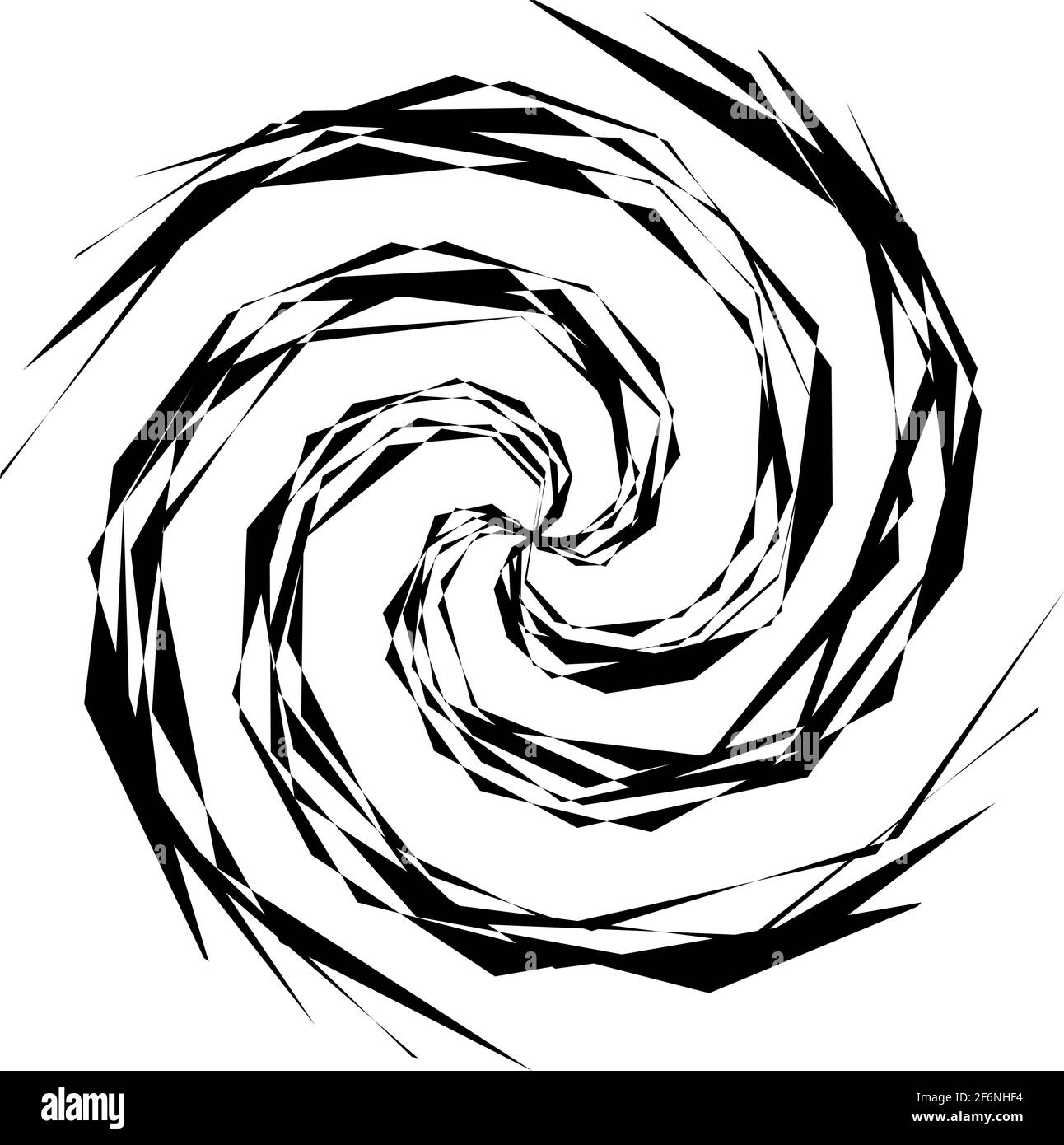 Chaotic edgy, sharp textured random geometric radial abstract art ...