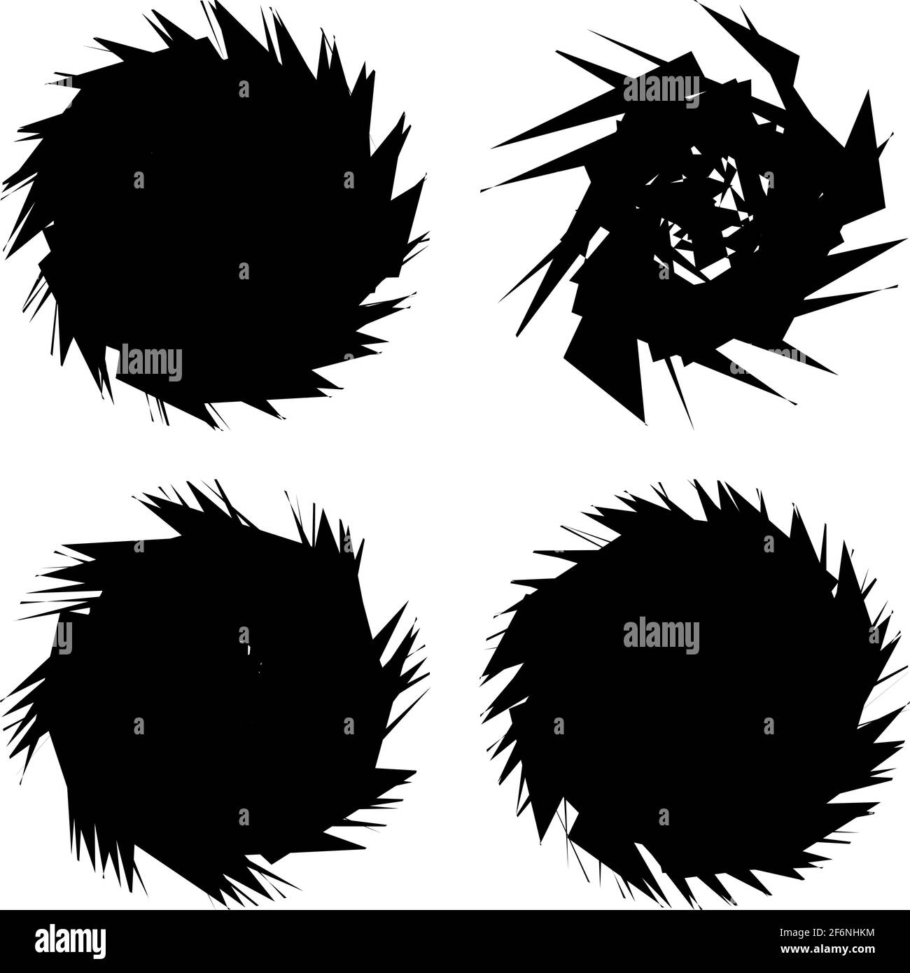 Chaotic edgy, sharp textured random geometric radial abstract art element. Harsh, rough, pointed ...