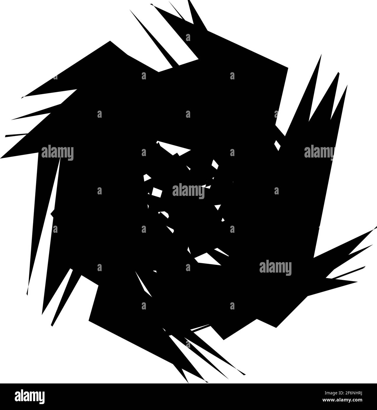 Chaotic edgy, sharp textured random geometric radial abstract art element. Harsh, rough, pointed ...