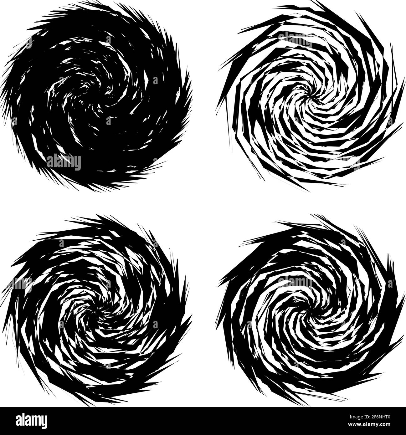 Chaotic edgy, sharp textured random geometric radial abstract art ...