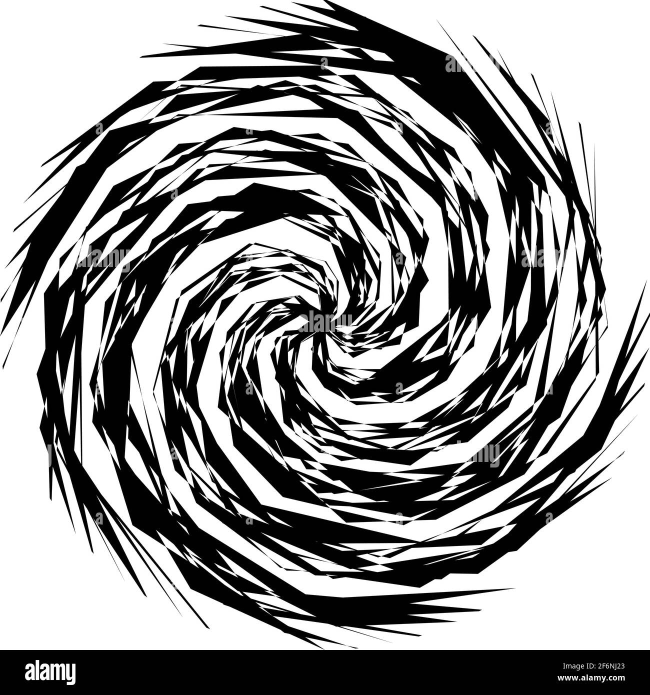 Chaotic edgy, sharp textured random geometric radial abstract art ...