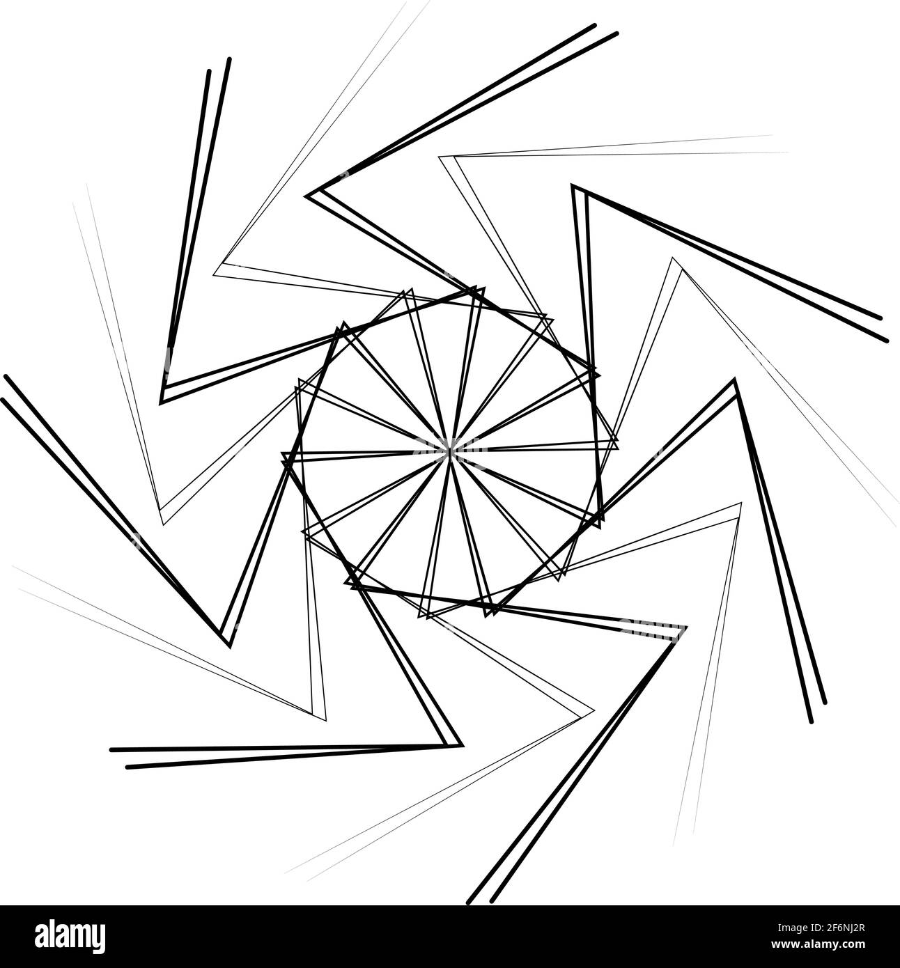 Radial, radiating abstract motiff, icon, mandala element. Distorted ...