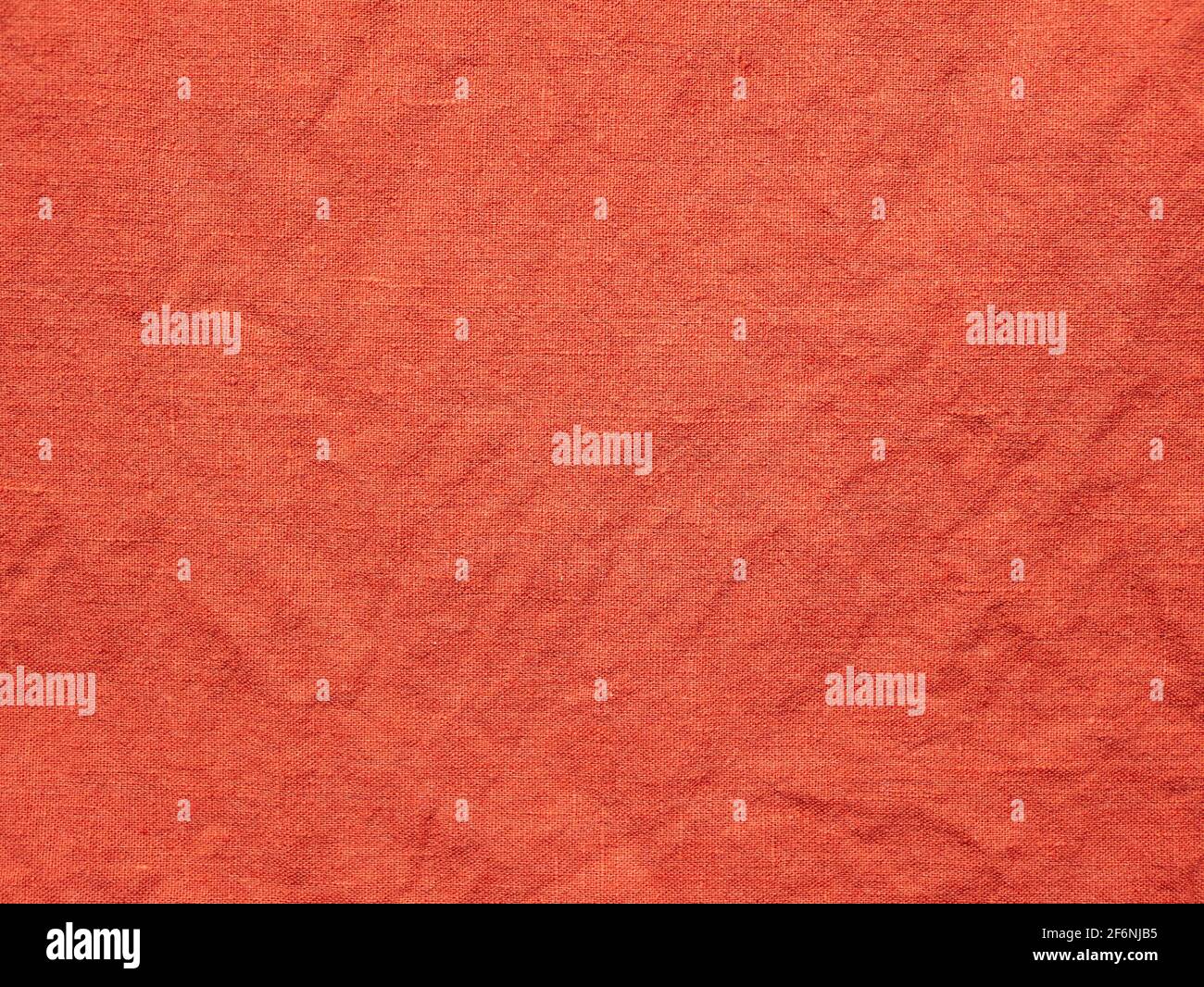 Wrinkled linen texture. Textured surface of red flax fabric Stock Photo ...