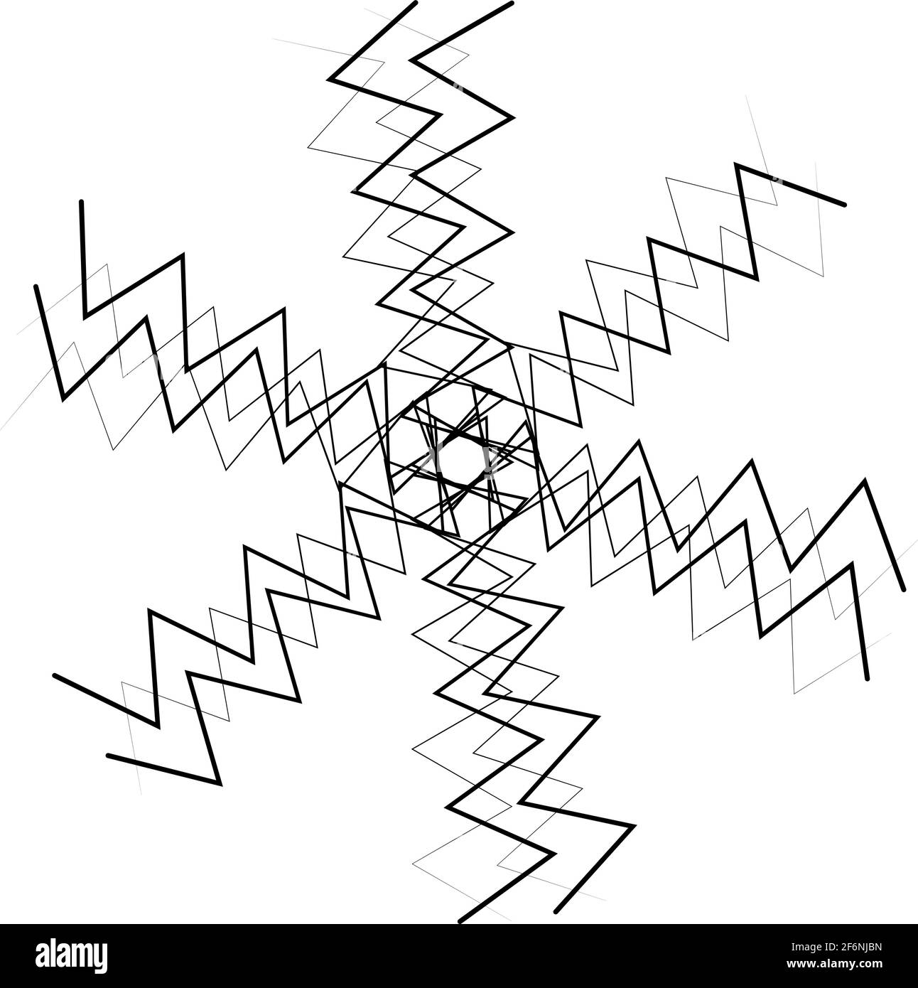 Radial, radiating abstract motiff, icon, mandala element. Distorted ...